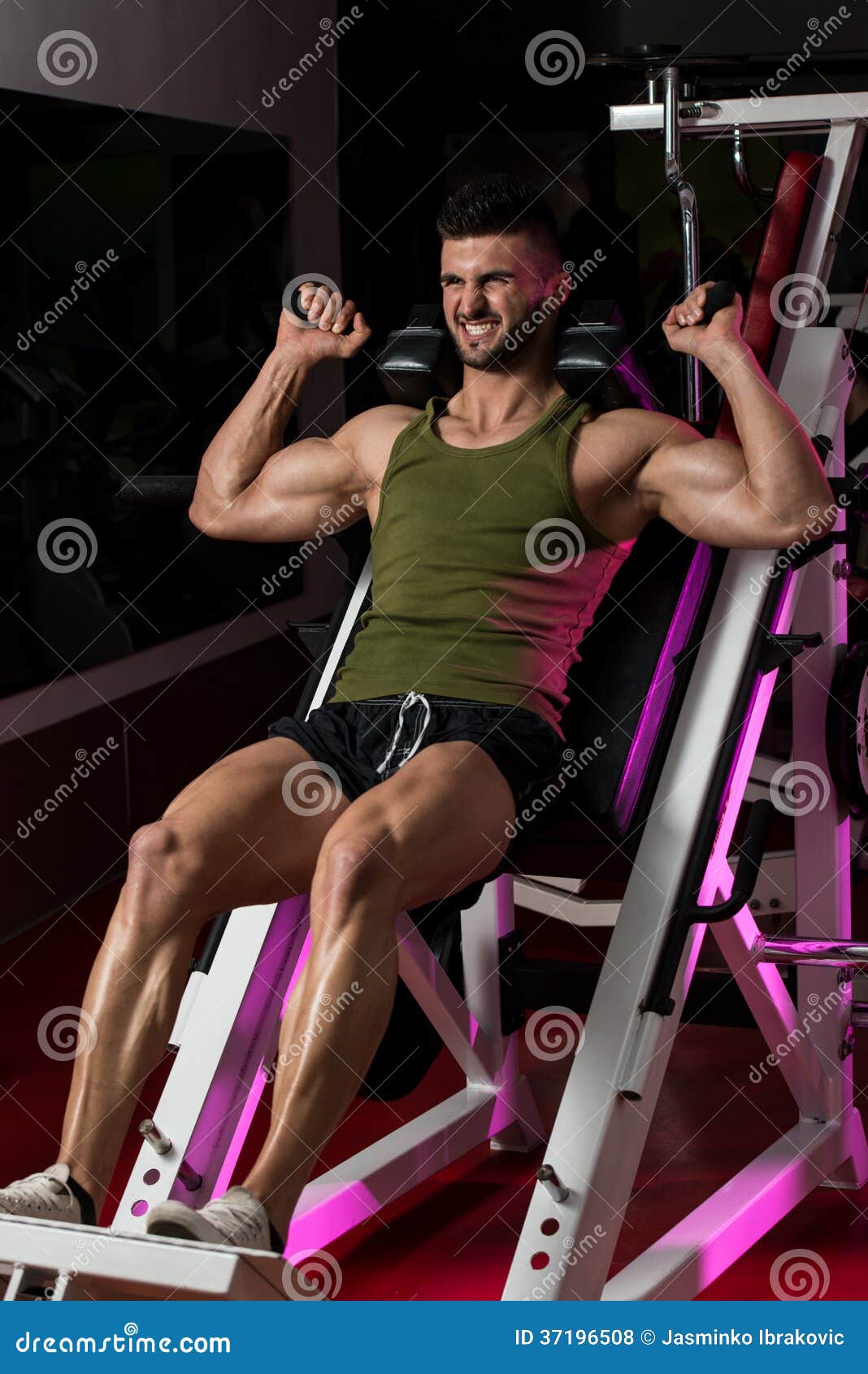 Man on Leg Press stock photo. Image of indoors, equipment - 37196508