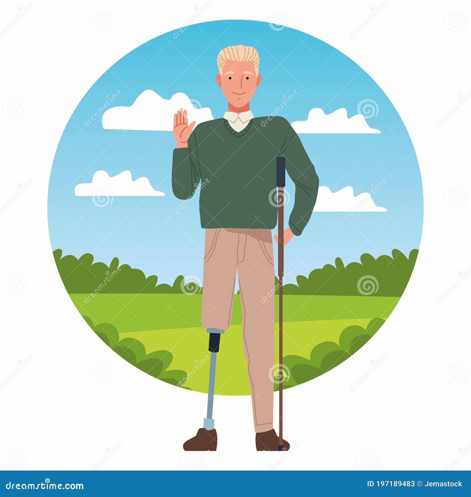 Man with Leg Prosthesis Character Stock Vector - Illustration of ...