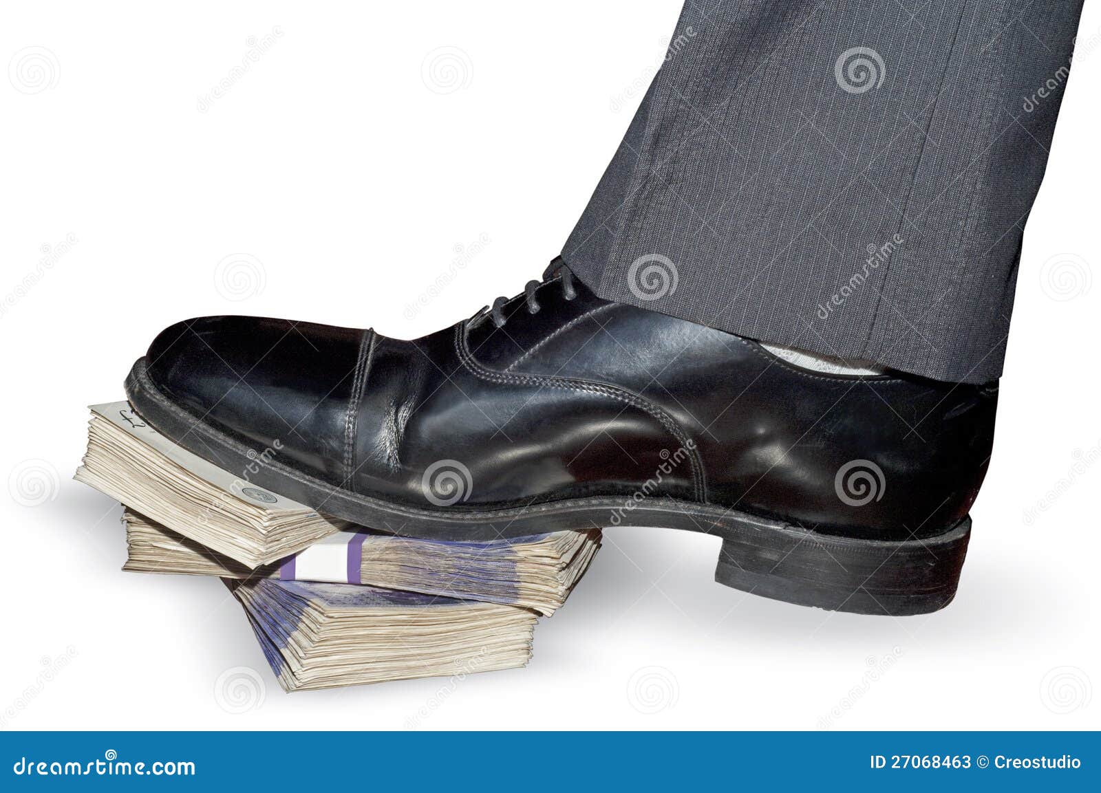 Man leg steps on money stock image. Image of banknotes - 27068463