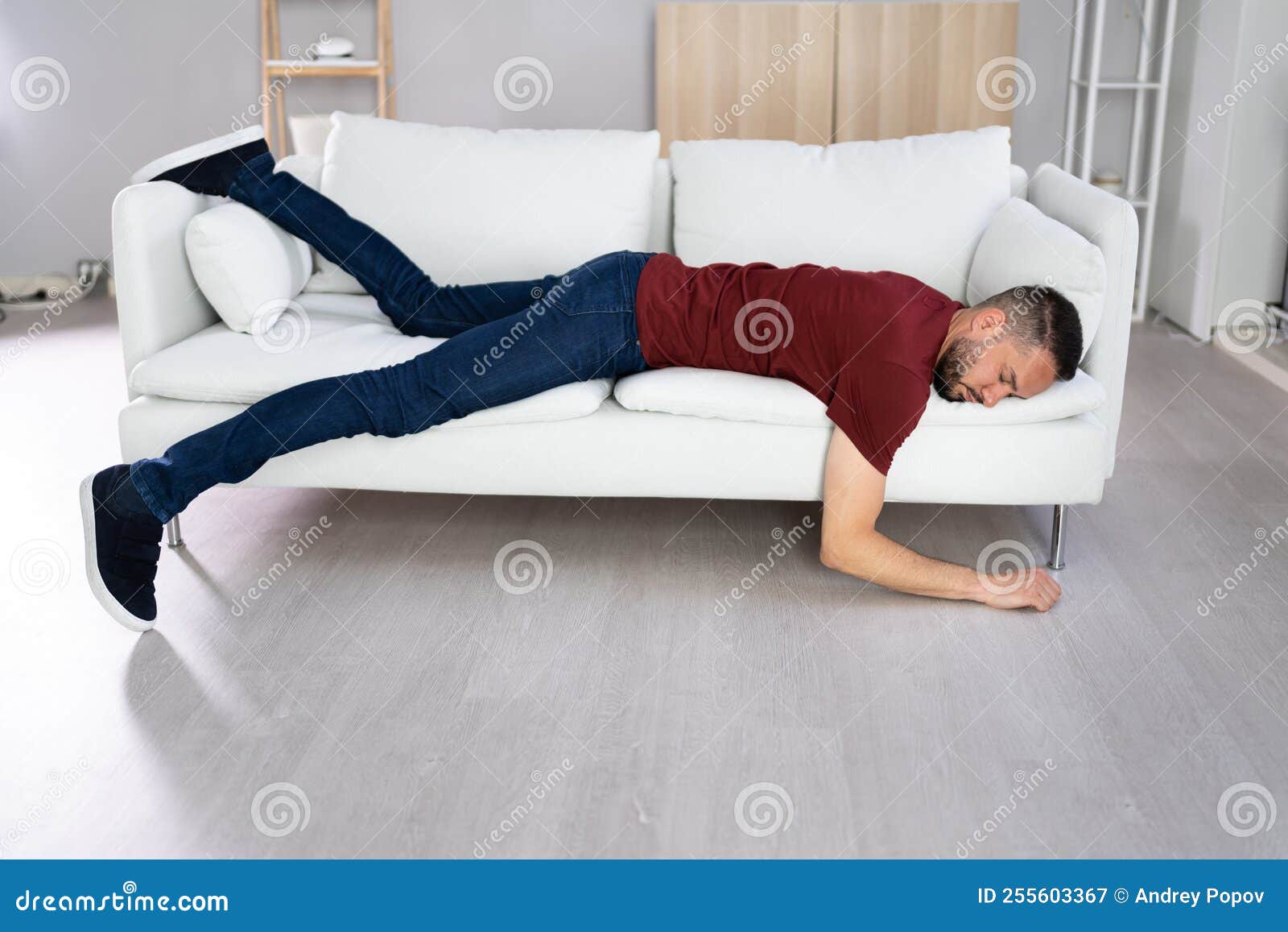 Man with Lethargy and Fatigue on Couch Stock Image - Image of dull ...