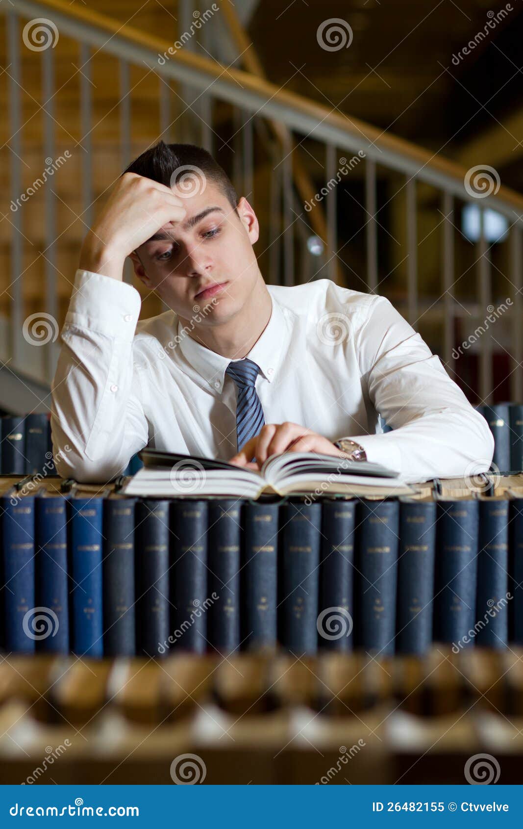 Man in library stock image. Image of portrait, library - 26482155