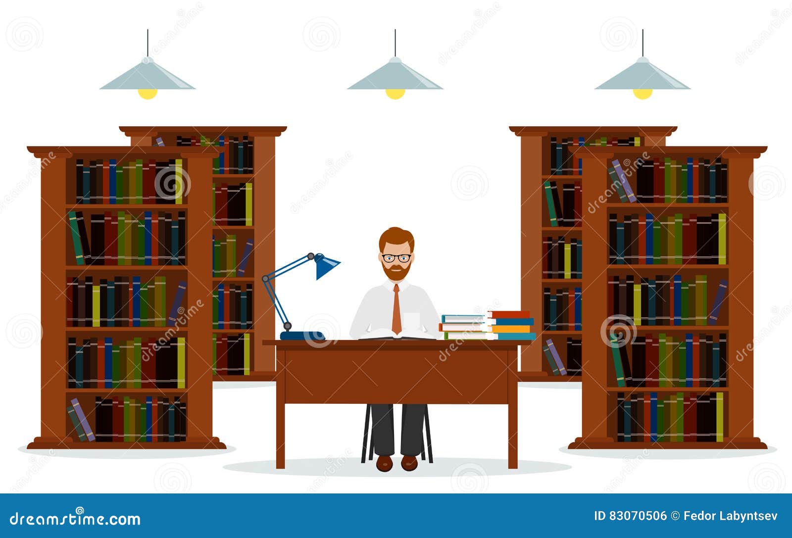 Man in Library. Concept of Education Stock Vector - Illustration of ...