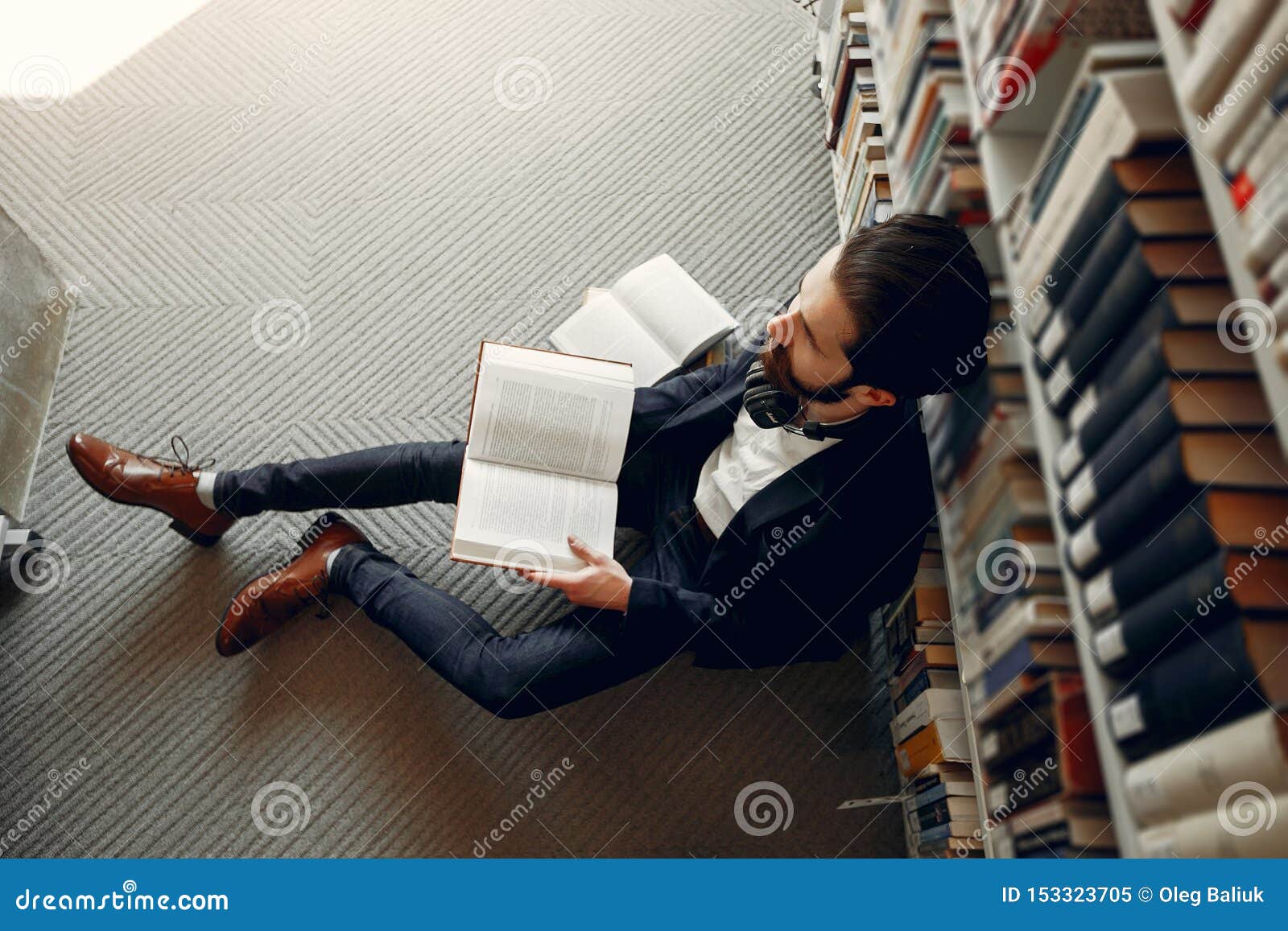 Handsome Guy Study at the Library Stock Image - Image of handsome ...