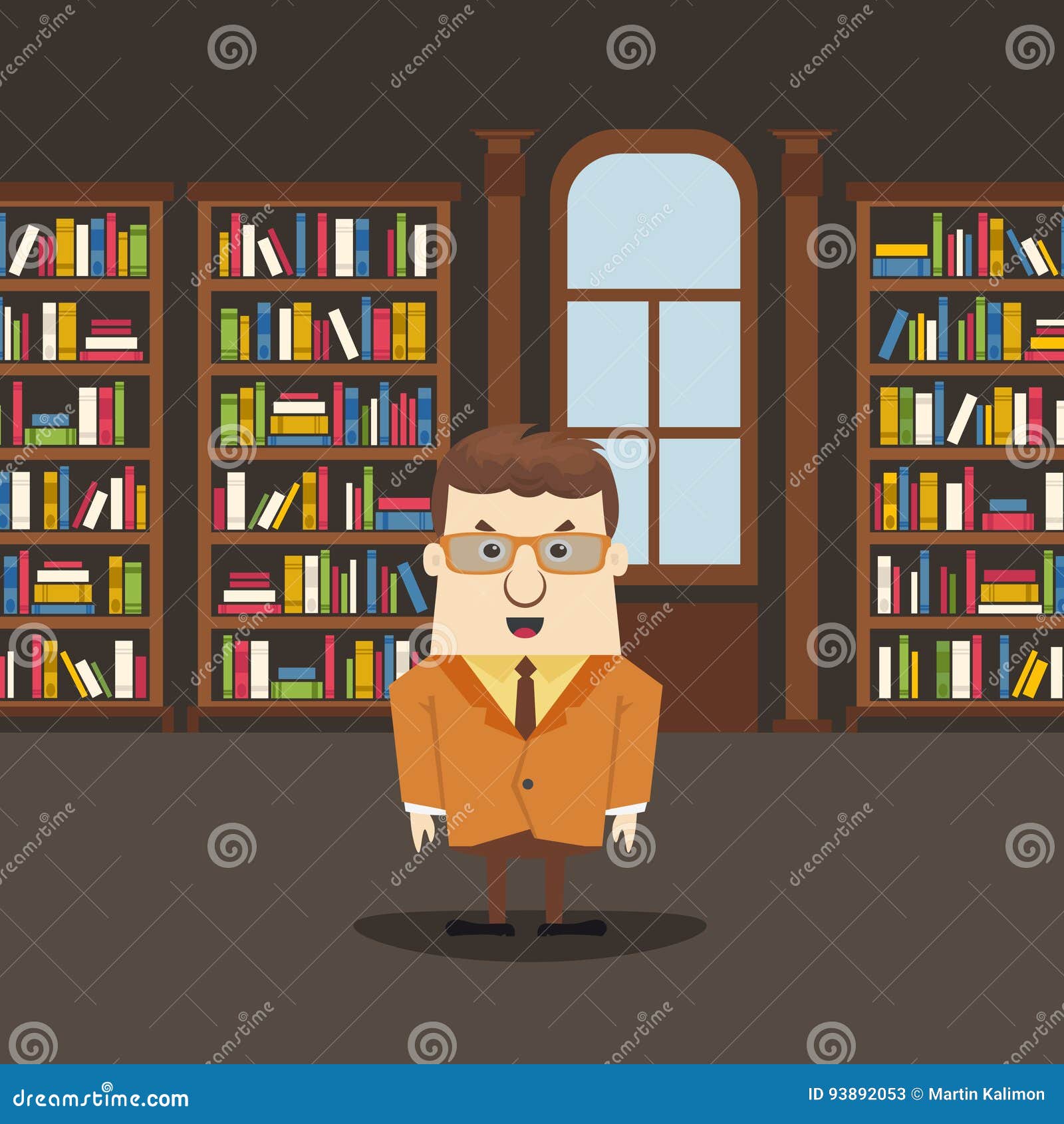 Man in the library. stock vector. Illustration of people - 93892053