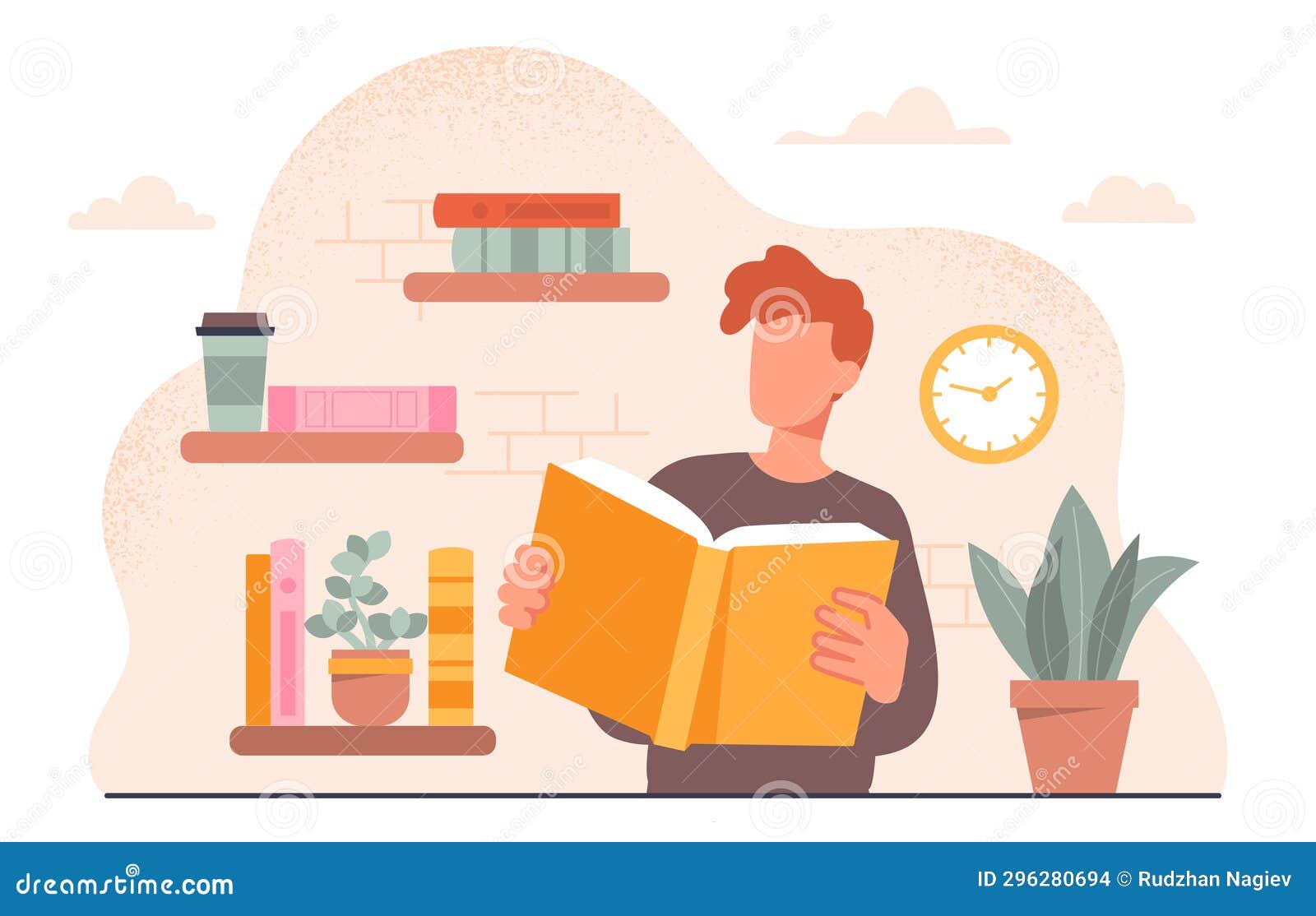 Man in Library Vector Concept Stock Illustration - Illustration of ...