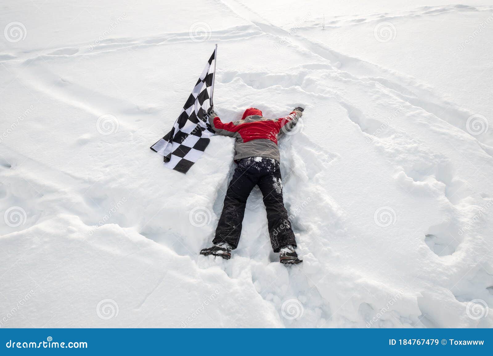 Man Lies in the Snow with the Finish Flag Stock Image - Image of skiing ...
