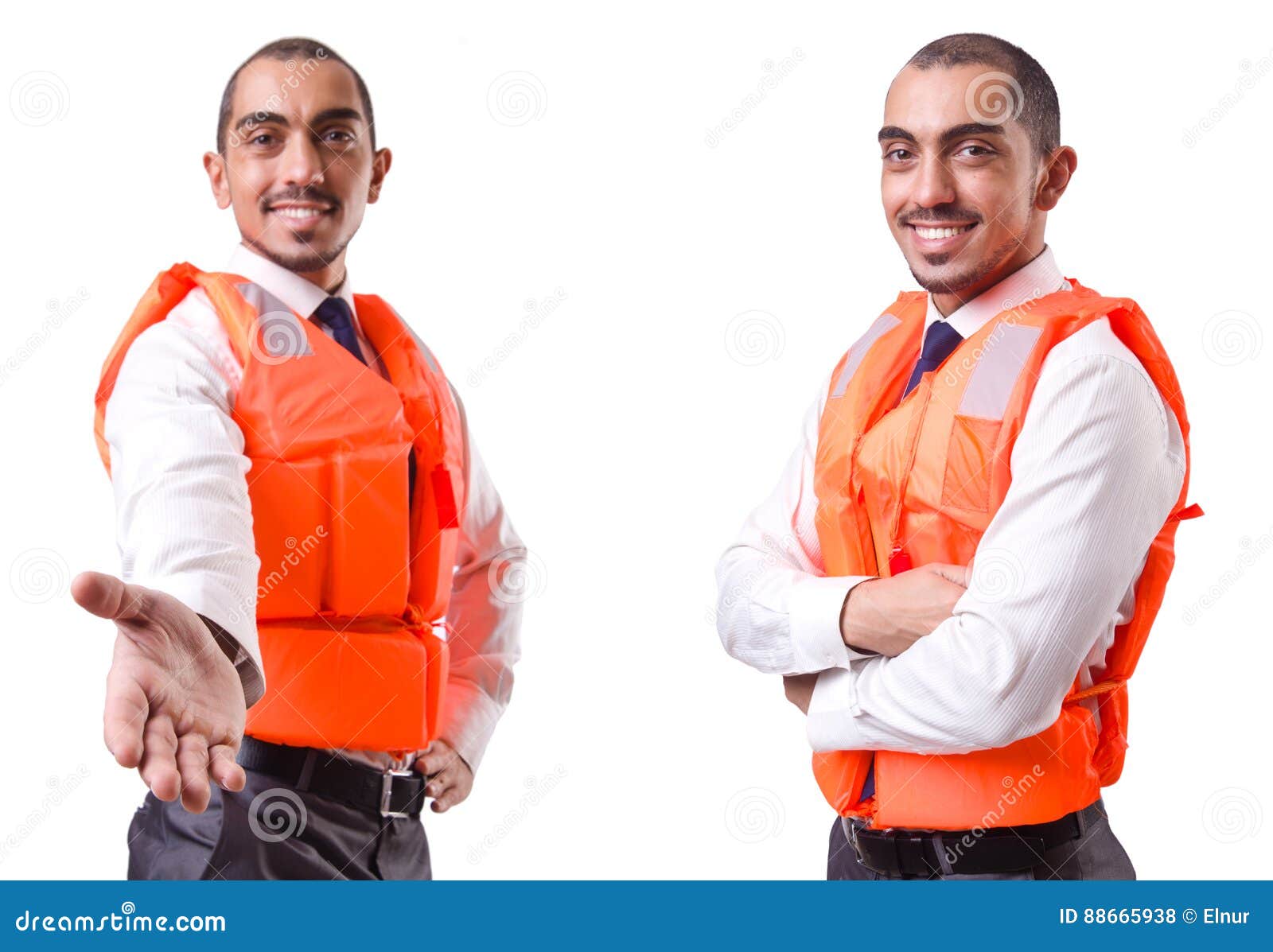 The Man in Life Jacket Isolated on White Stock Photo - Image of life ...