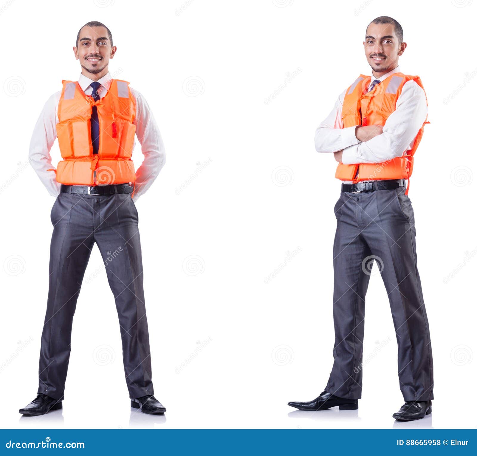 The Man in Life Jacket Isolated on White Stock Photo - Image of ...