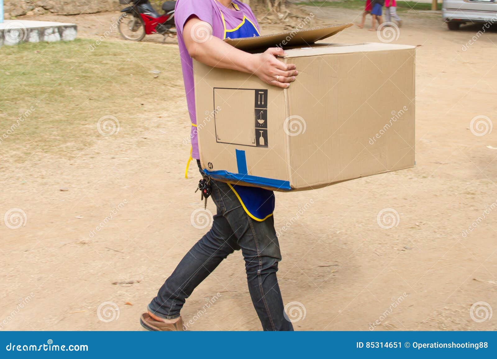 Man lift the box stock image. Image of health, house - 85314651
