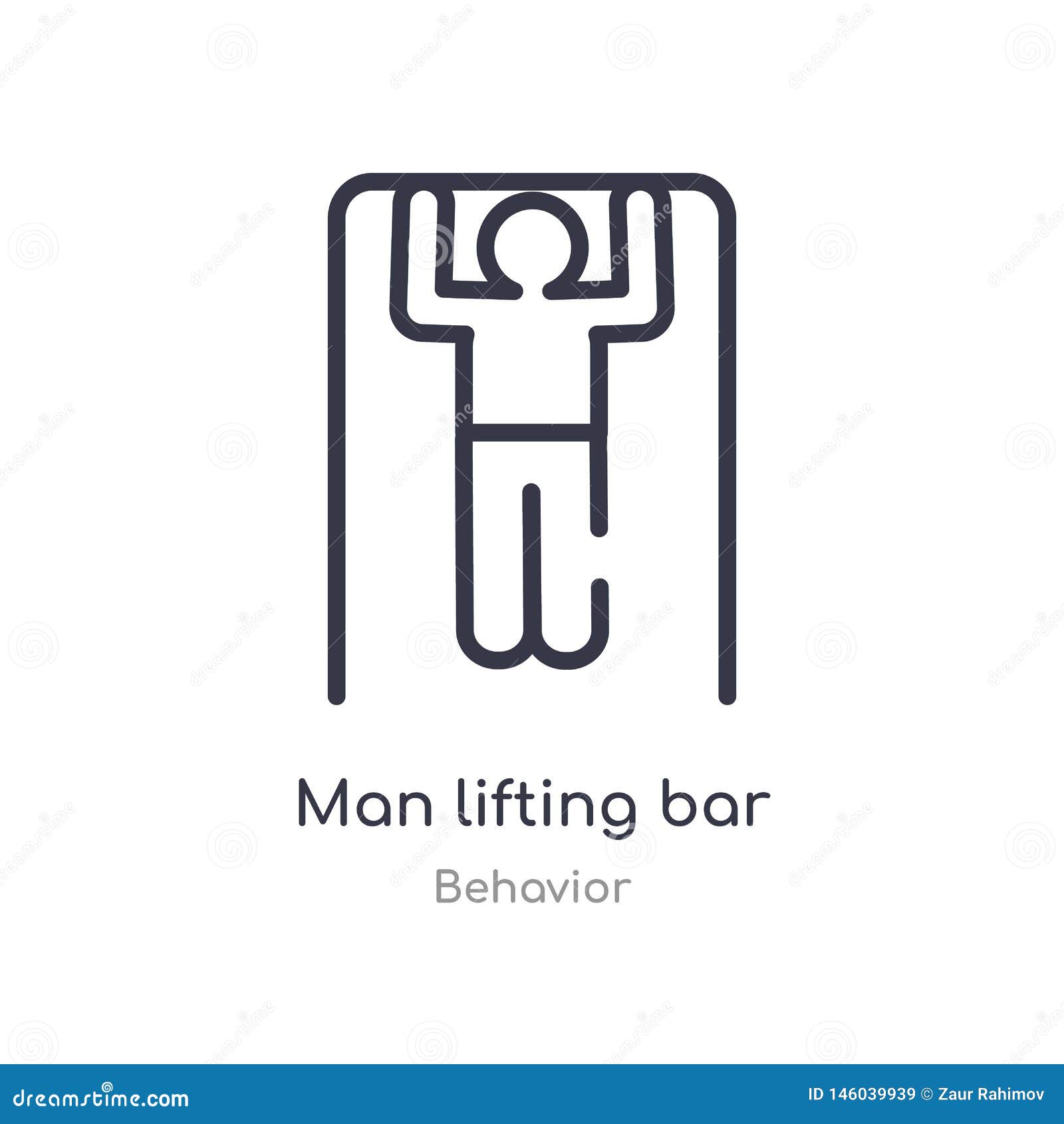 Man Lifting Bar Outline Icon. Isolated Line Vector Illustration from ...