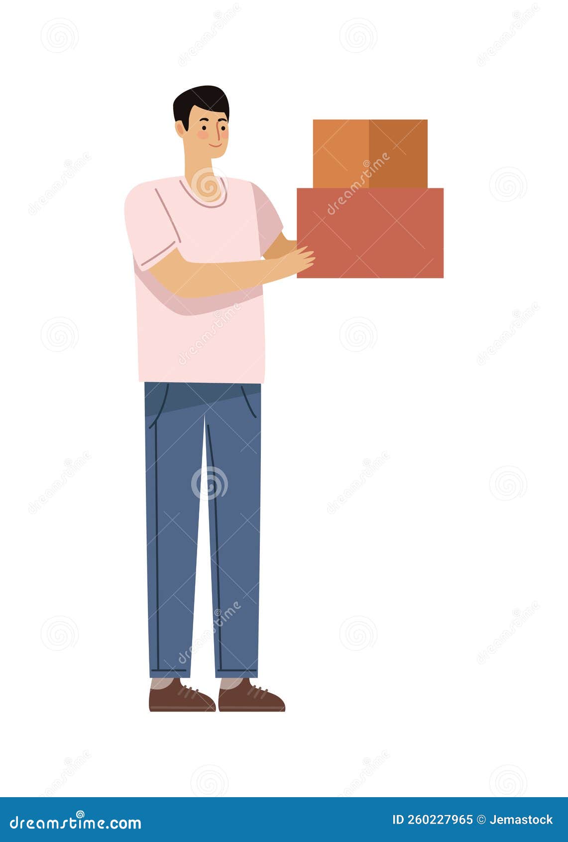 Man lifting boxes carton stock vector. Illustration of boxes - 260227965