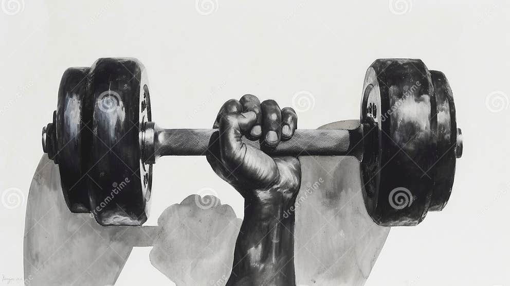 Man Lifting Dumbbell with Shadow Stock Image - Image of effort, lifting ...