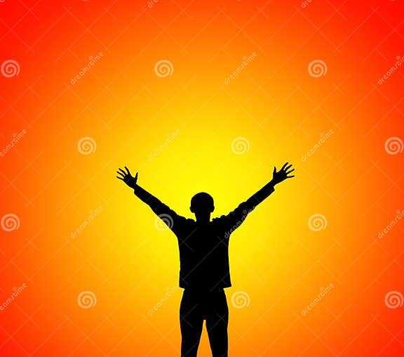Man Lifting Hands To Sunset Stock Image Image Of Heavens Hope 19517803