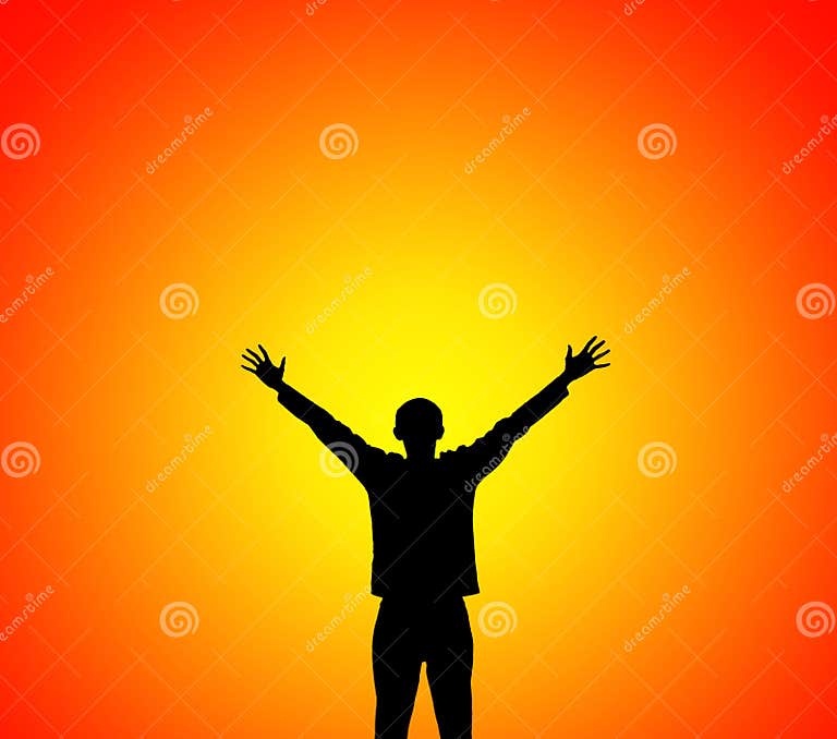 Man Lifting Hands To Sunset Stock Image - Image of heavens, hope: 19517803