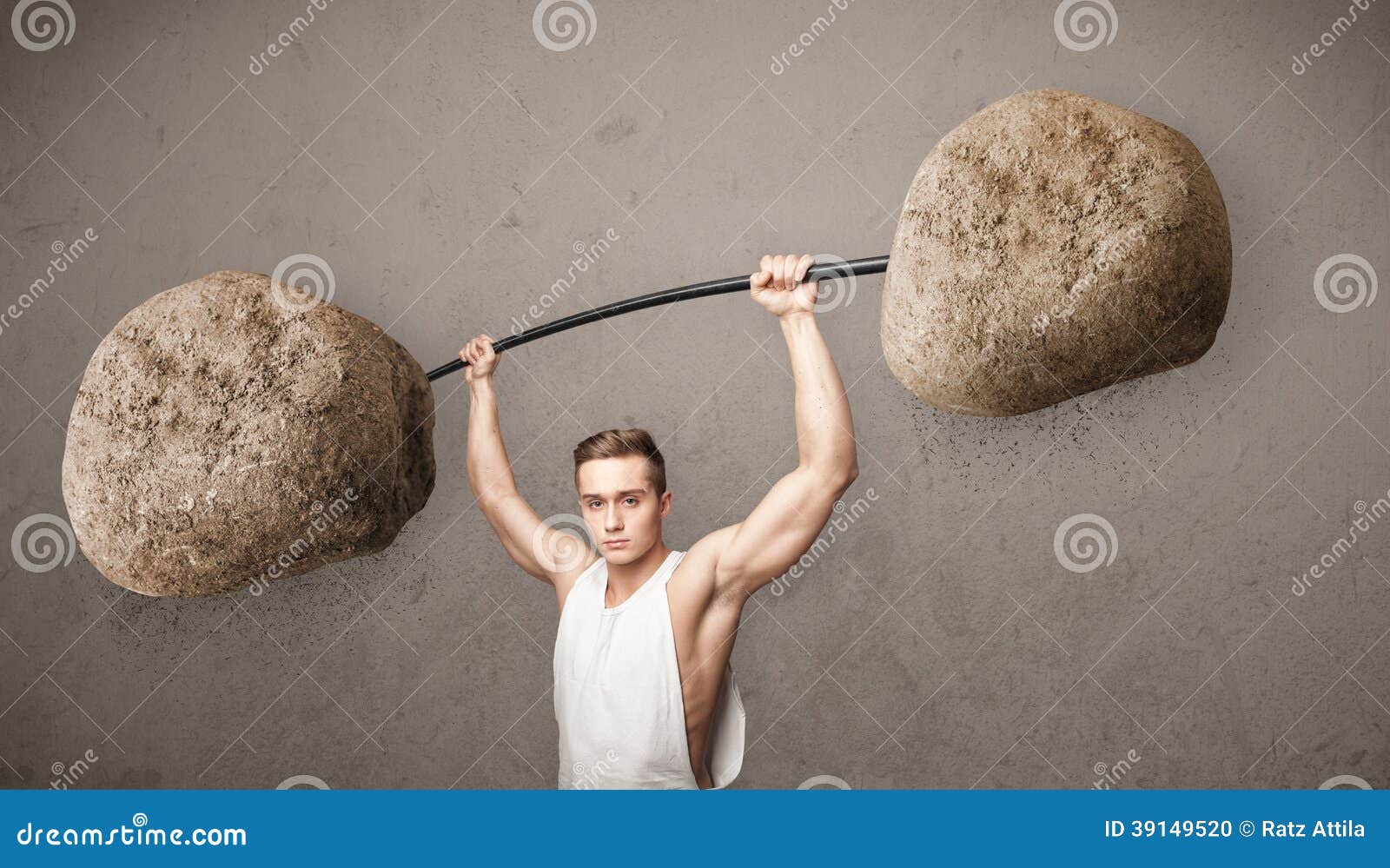 Man Lifting Large Rock Stone Weights Stock Photo - Image of dumbbell ...