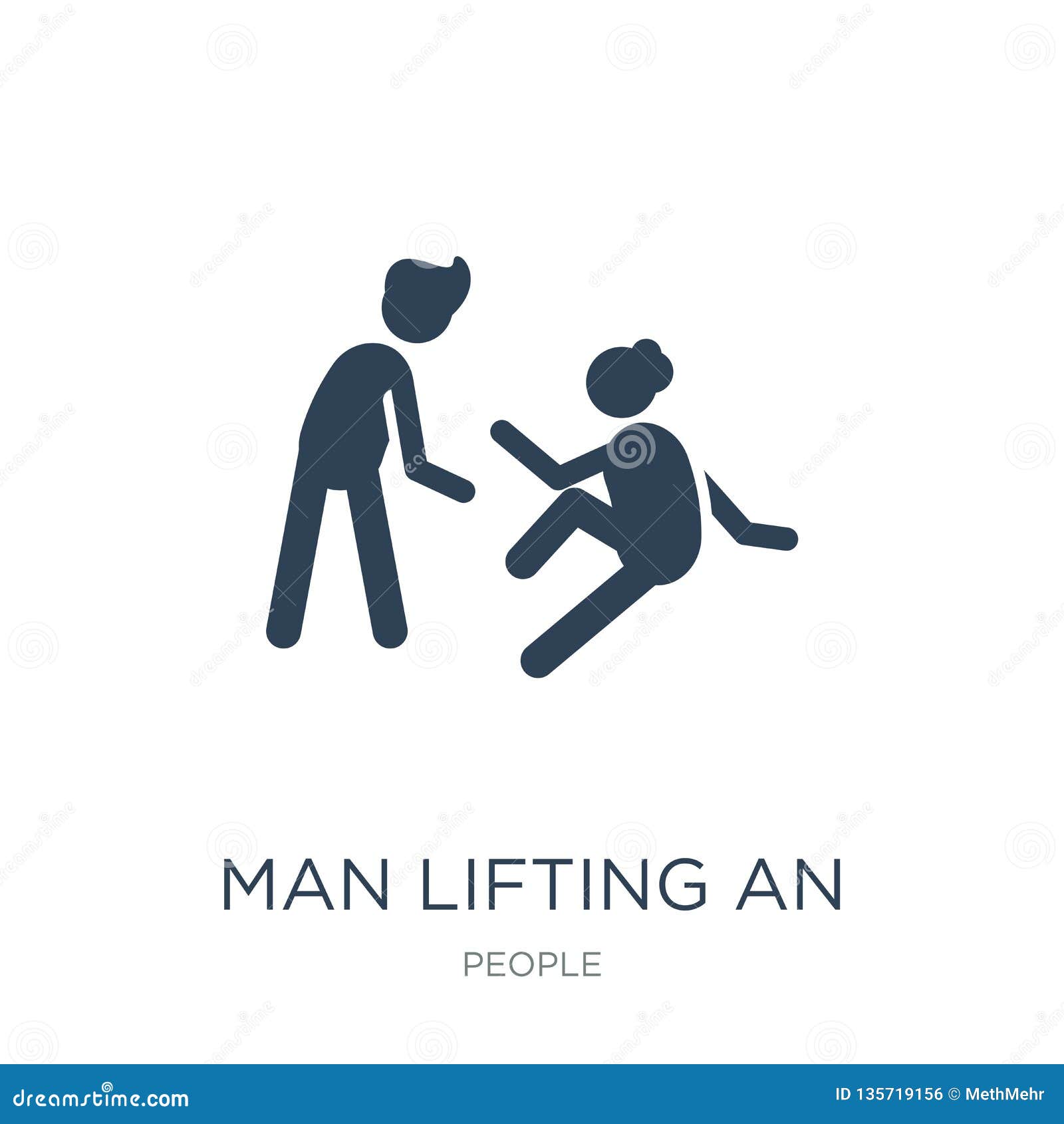 Man Lifting An Old Man Icon In Trendy Design Style Man Lifting An Old Man Icon Isolated On