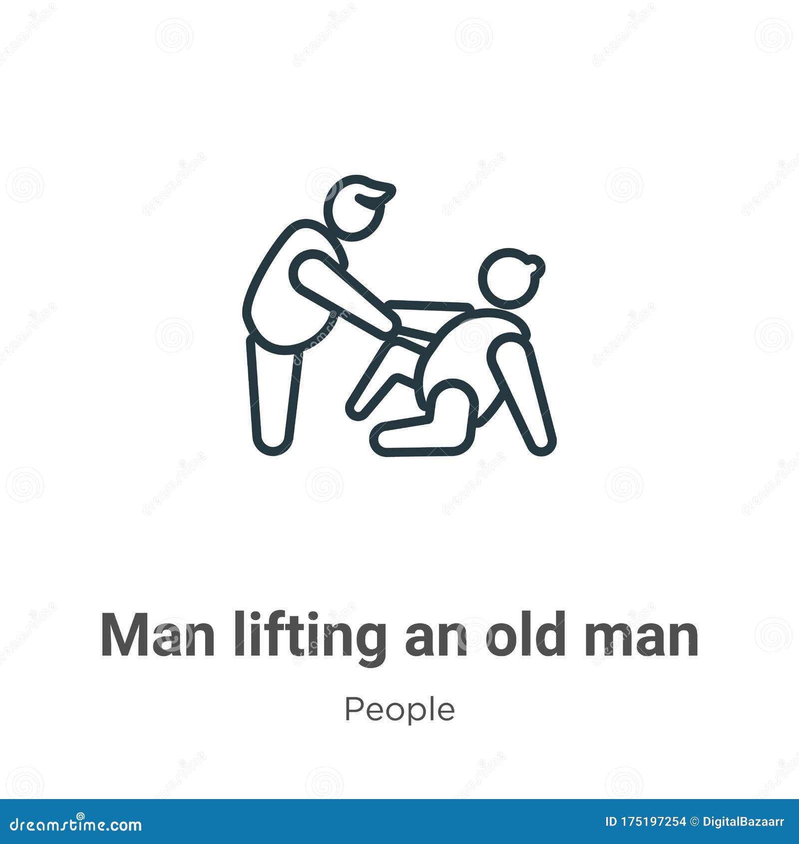 Man Lifting An Old Man Outline Vector Icon Thin Line Black Man Lifting An Old Man Icon Flat