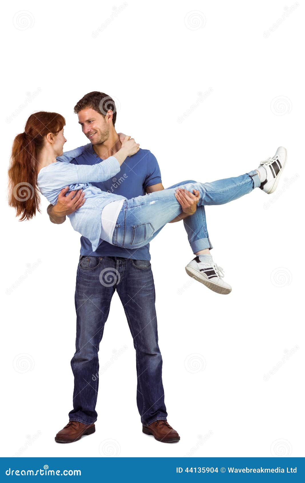 Man Lifting Up His Girlfriend Stock Photo - Image of front, full: 44135904