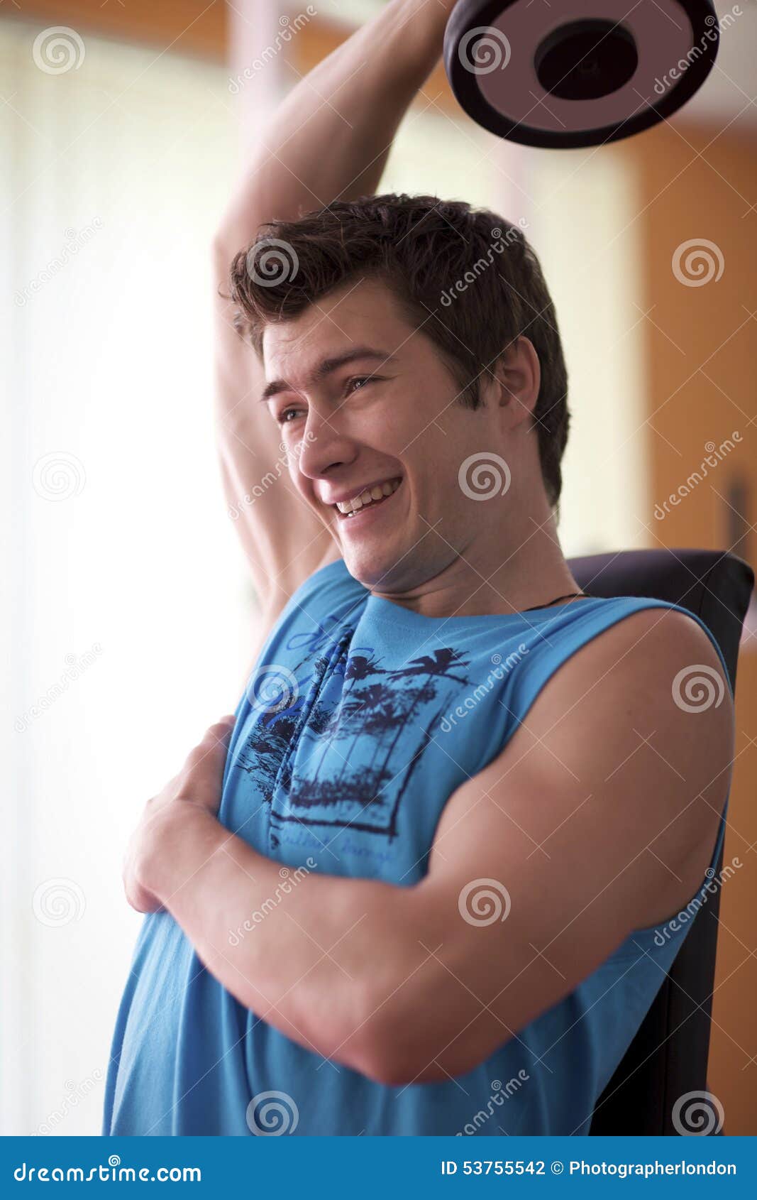 Man lifting weights stock photo. Image of healthy, weights - 53755542