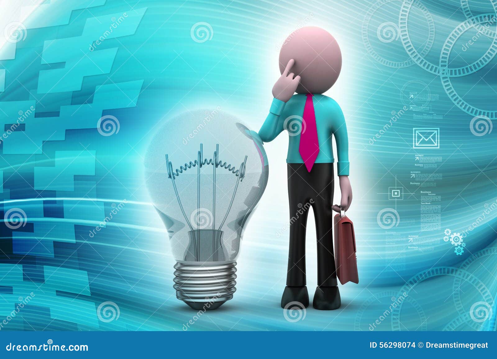 Man with light bulb stock illustration. Illustration of science - 56298074