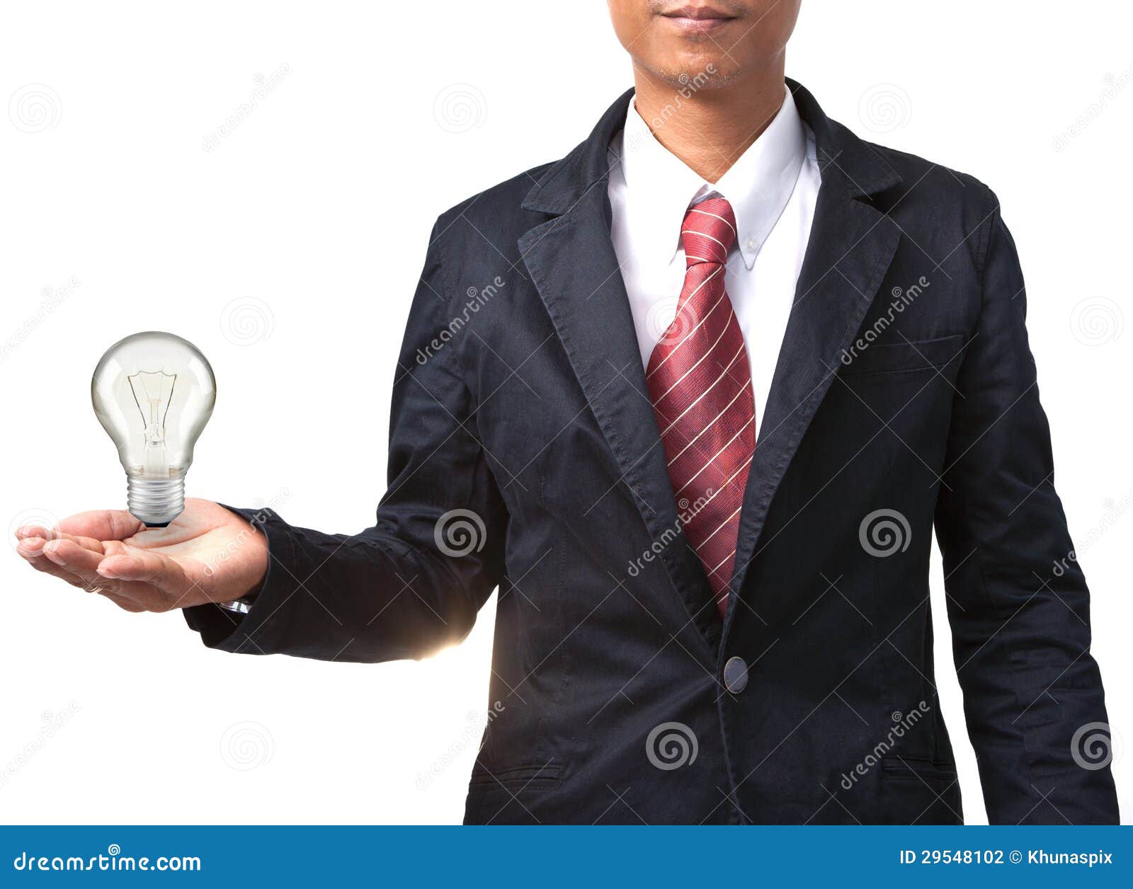 Man And Light Bulb On Hand Isolated White Stock Photography - Image ...