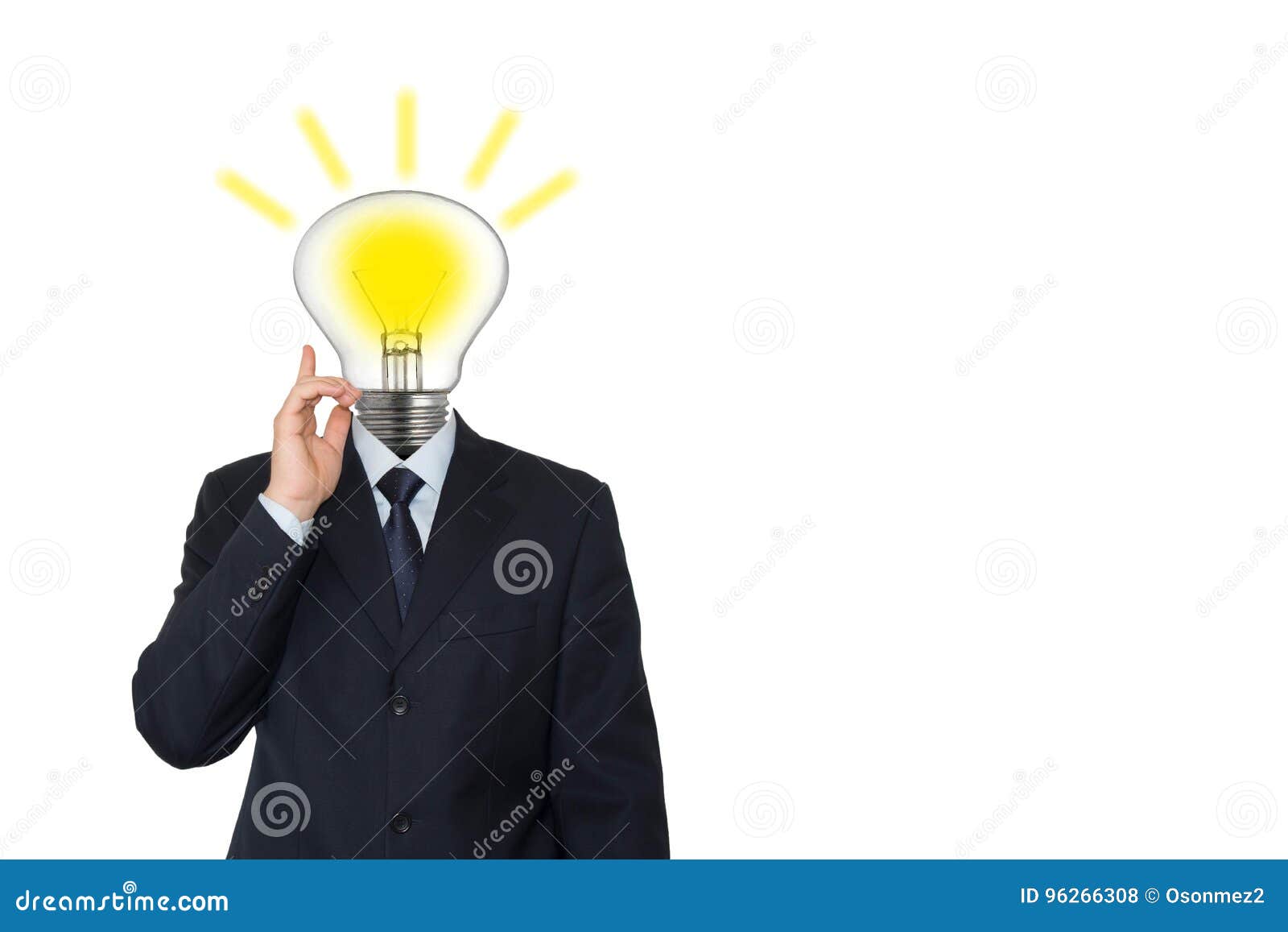 Man with a light bulb stock photo. Image of hand, innovation - 96266308