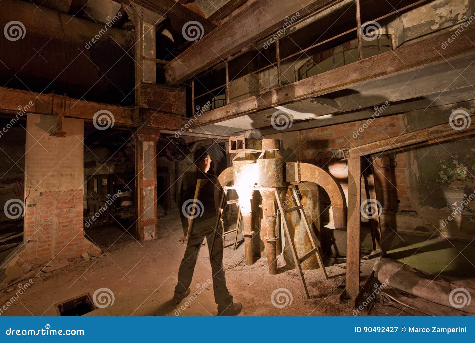 Man Light Painting Old Factory Stock Image - Image of nature, circle ...