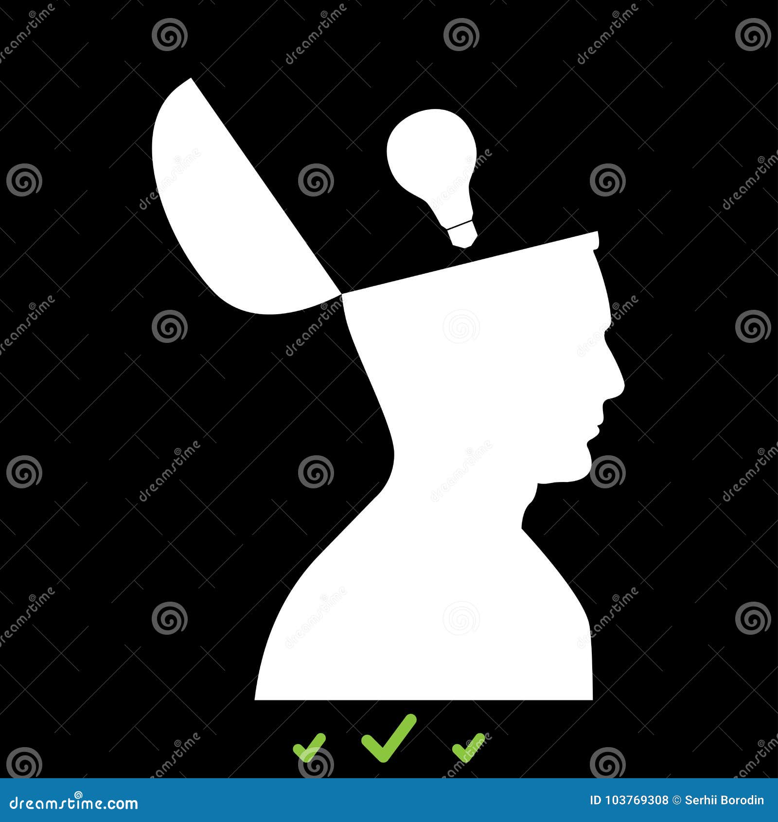 Man with Lightbulb Idea in Open Head Icon . Stock Vector - Illustration ...