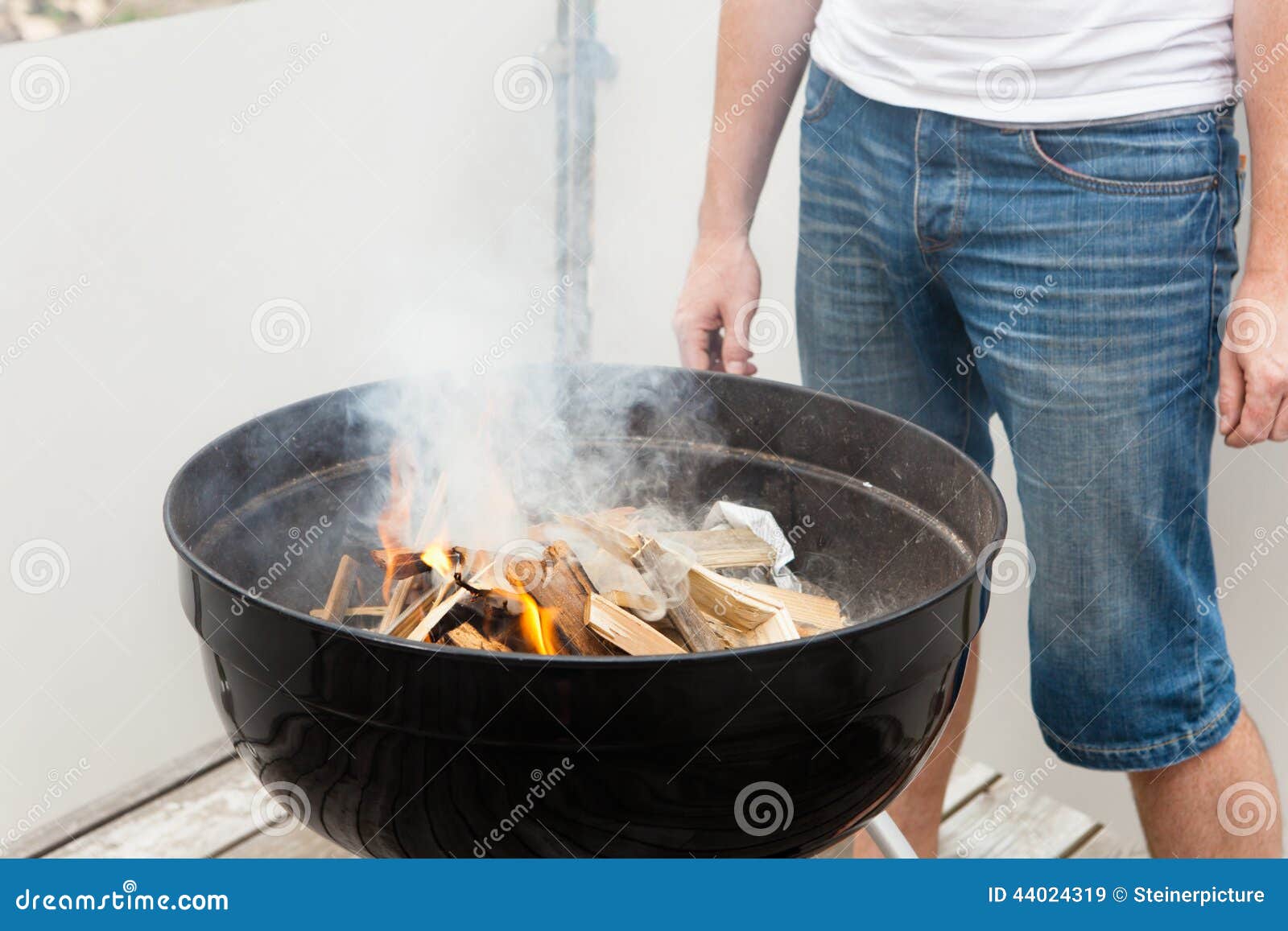 Man is Lighting the Fire for Bbq Stock Image - Image of spring, griller ...