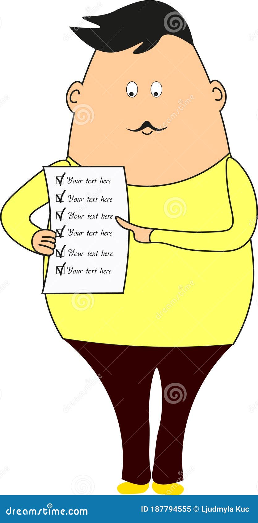 Man with a list stock vector. Illustration of yellow - 187794555