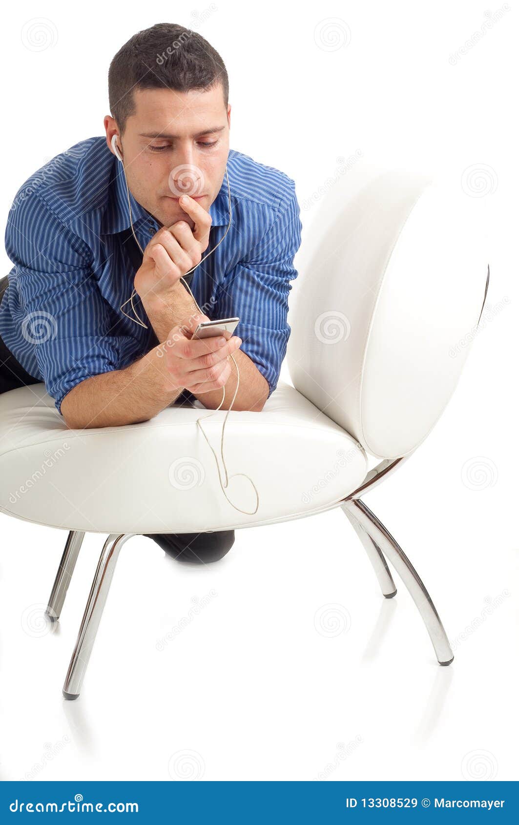 Man listen mp3 player stock image. Image of handsome - 13308529