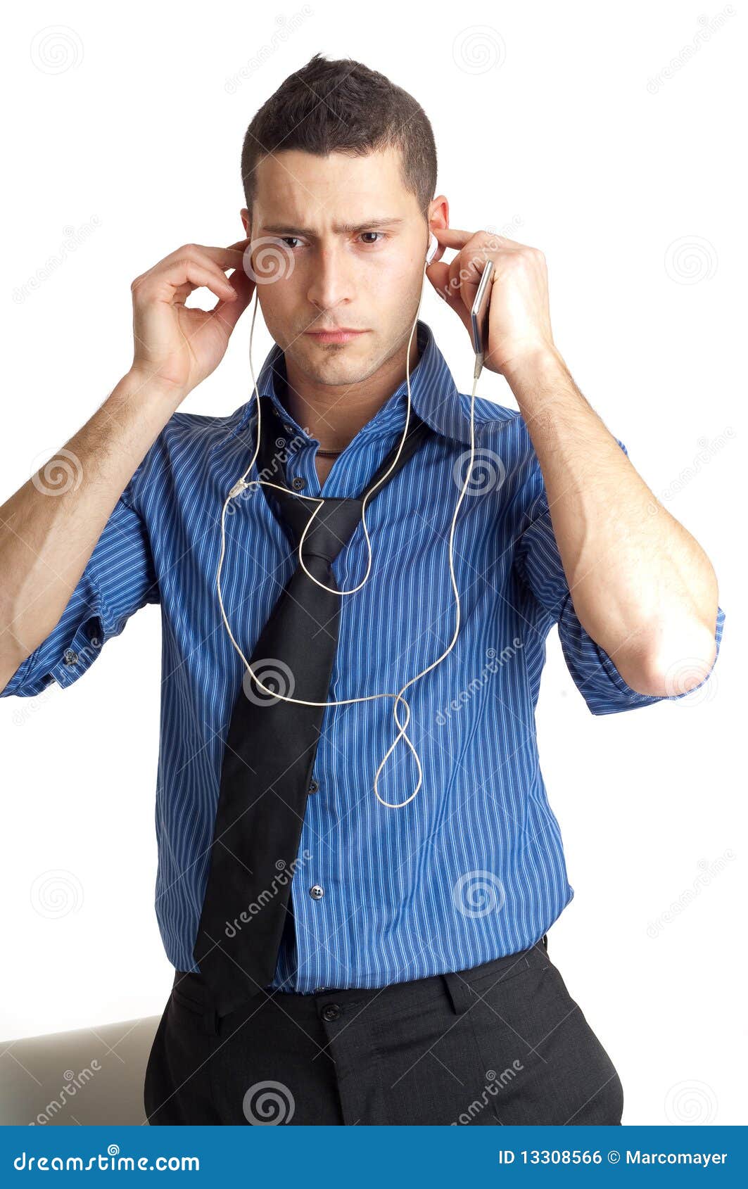 Man listen mp3 player stock photo. Image of light, company - 13308566