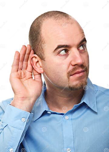 Man listen pose stock photo. Image of face, listening - 18684758