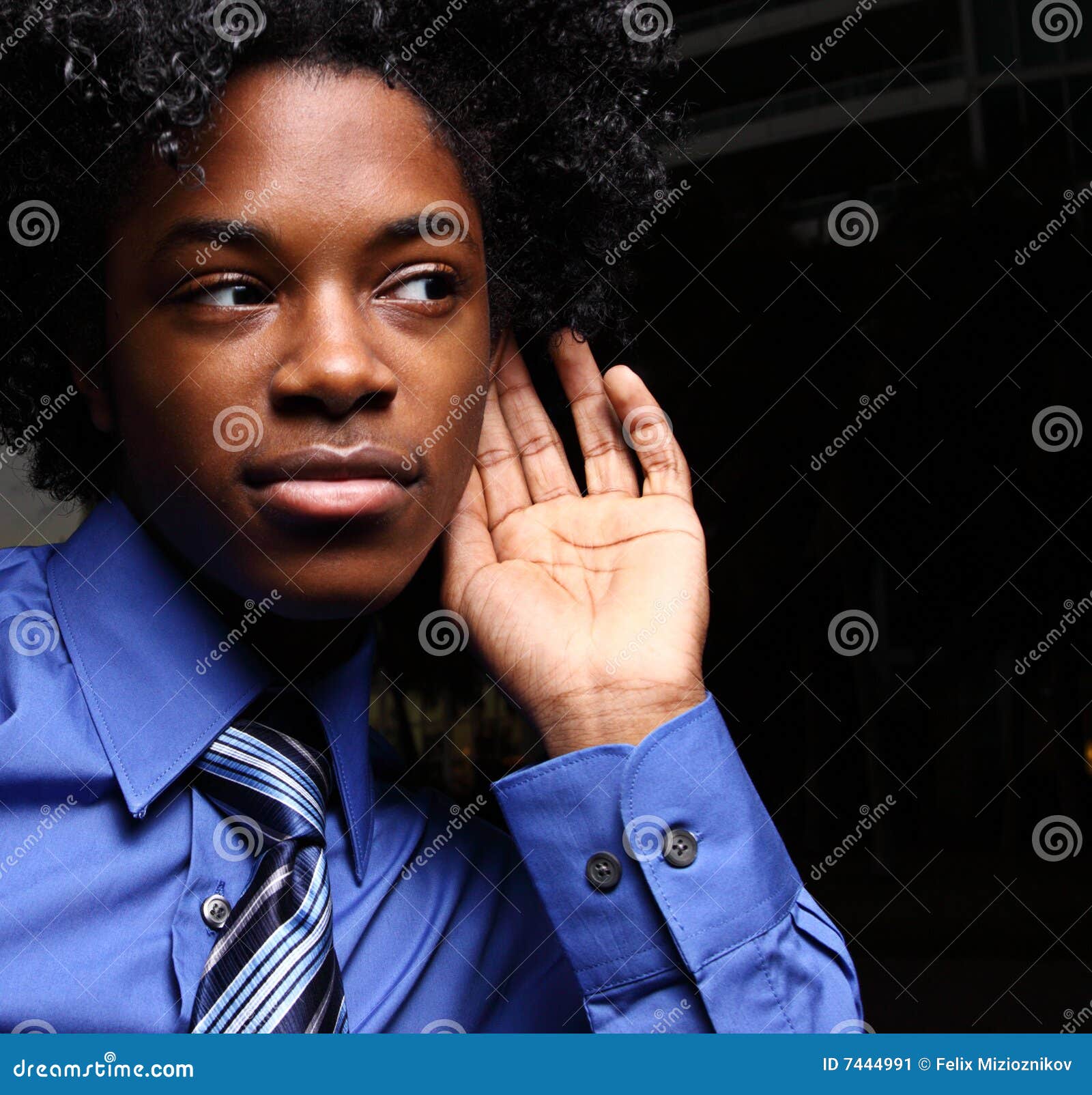 Man listening stock image. Image of black, teenager, head - 7444991