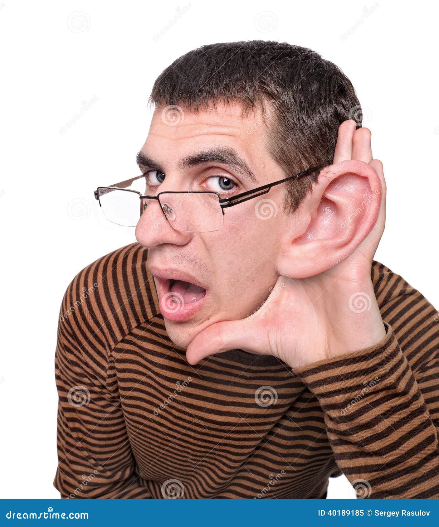 Man Listening with Big Ear. Stock Image - Image of curiosity, hear ...