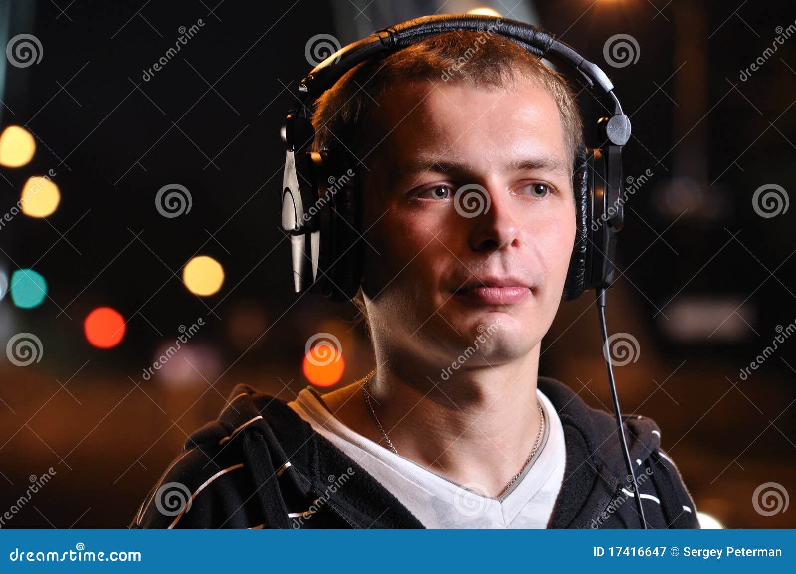 Man is listening music stock image. Image of closeup - 17416647