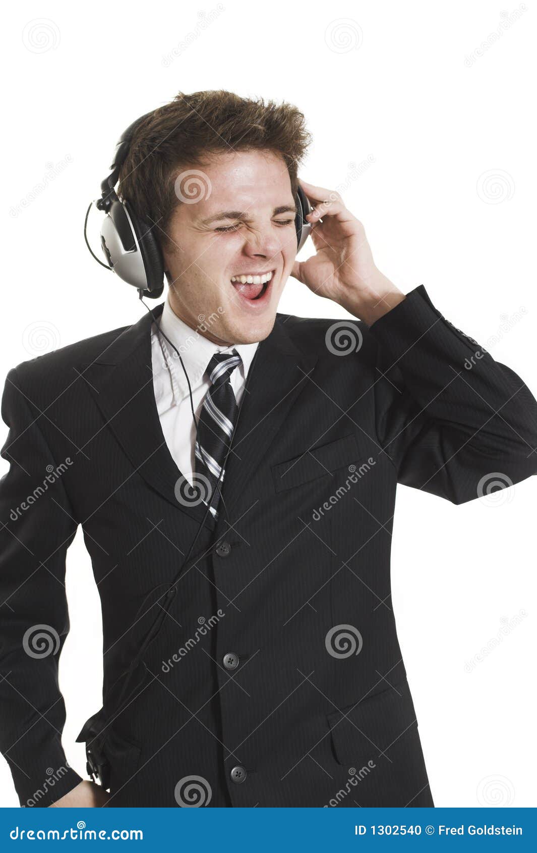 Man listening to music stock photo. Image of relaxed, headset - 1302540