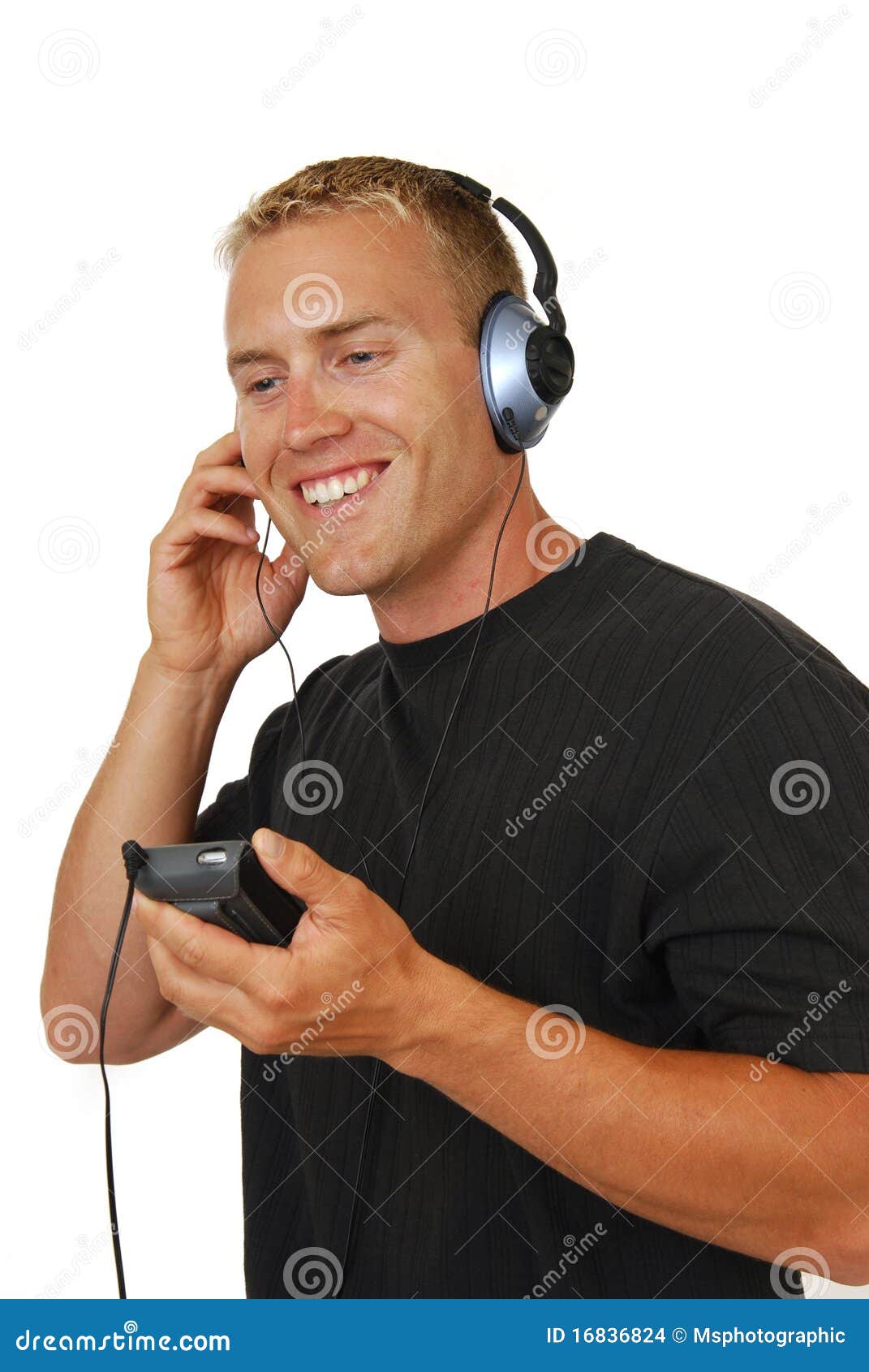Man listening to music stock photo. Image of hand, young - 16836824