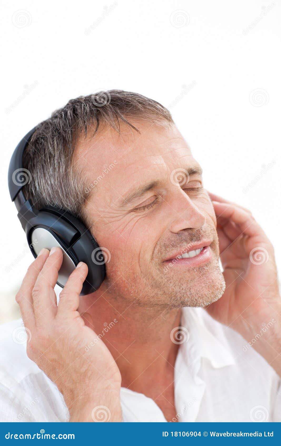 Man Listening To Some Music Stock Photo - Image of headphone, couch ...