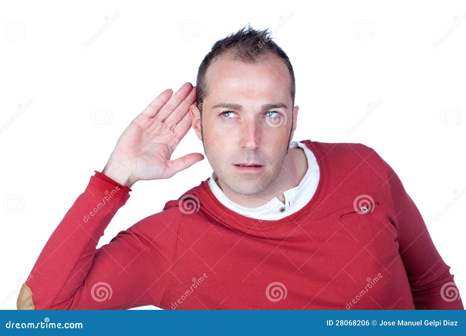 Man listening to something stock photo. Image of hand - 28068206