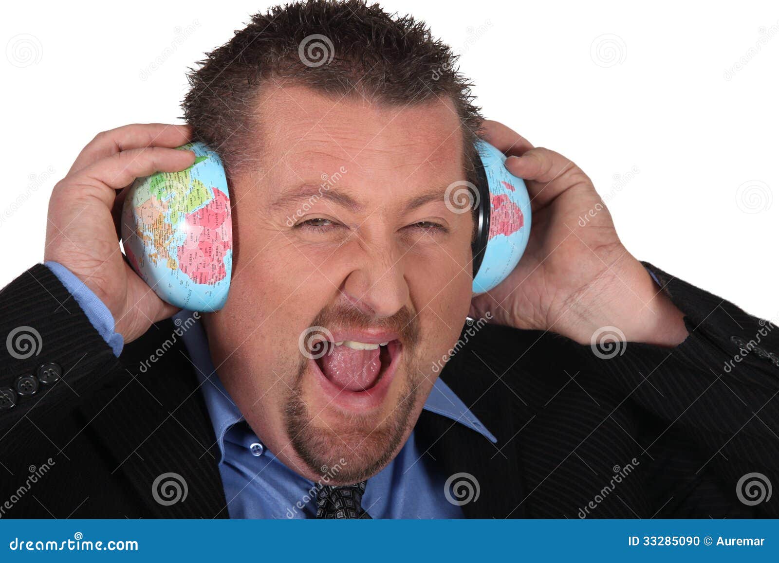Man listening to the world stock photo. Image of covering - 33285090