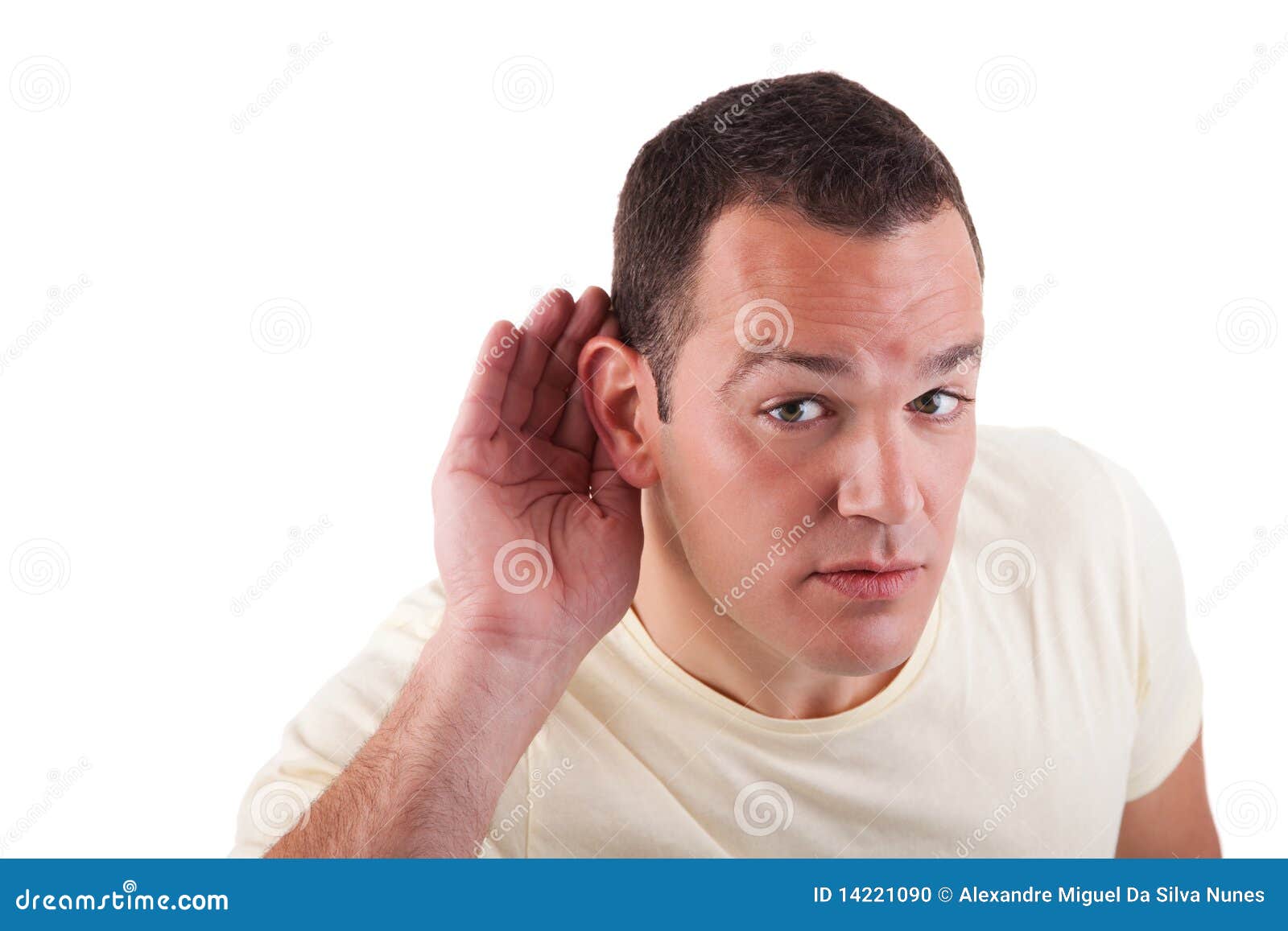 Man Listening, Viewing the Gesture of Hand Stock Photo - Image of ...