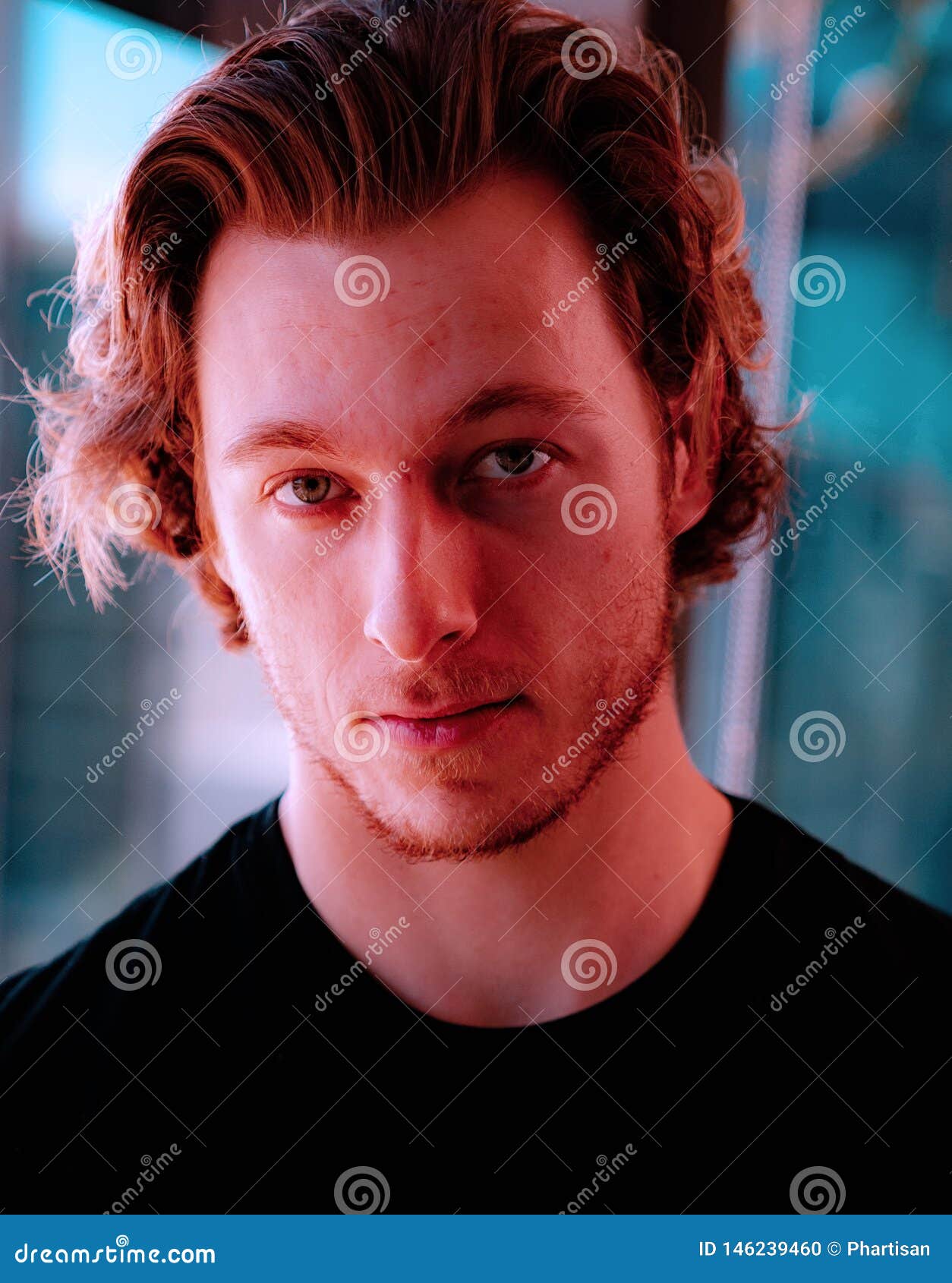 Man Lit by Collared Lighting in Club Setting Stock Photo - Image of ...