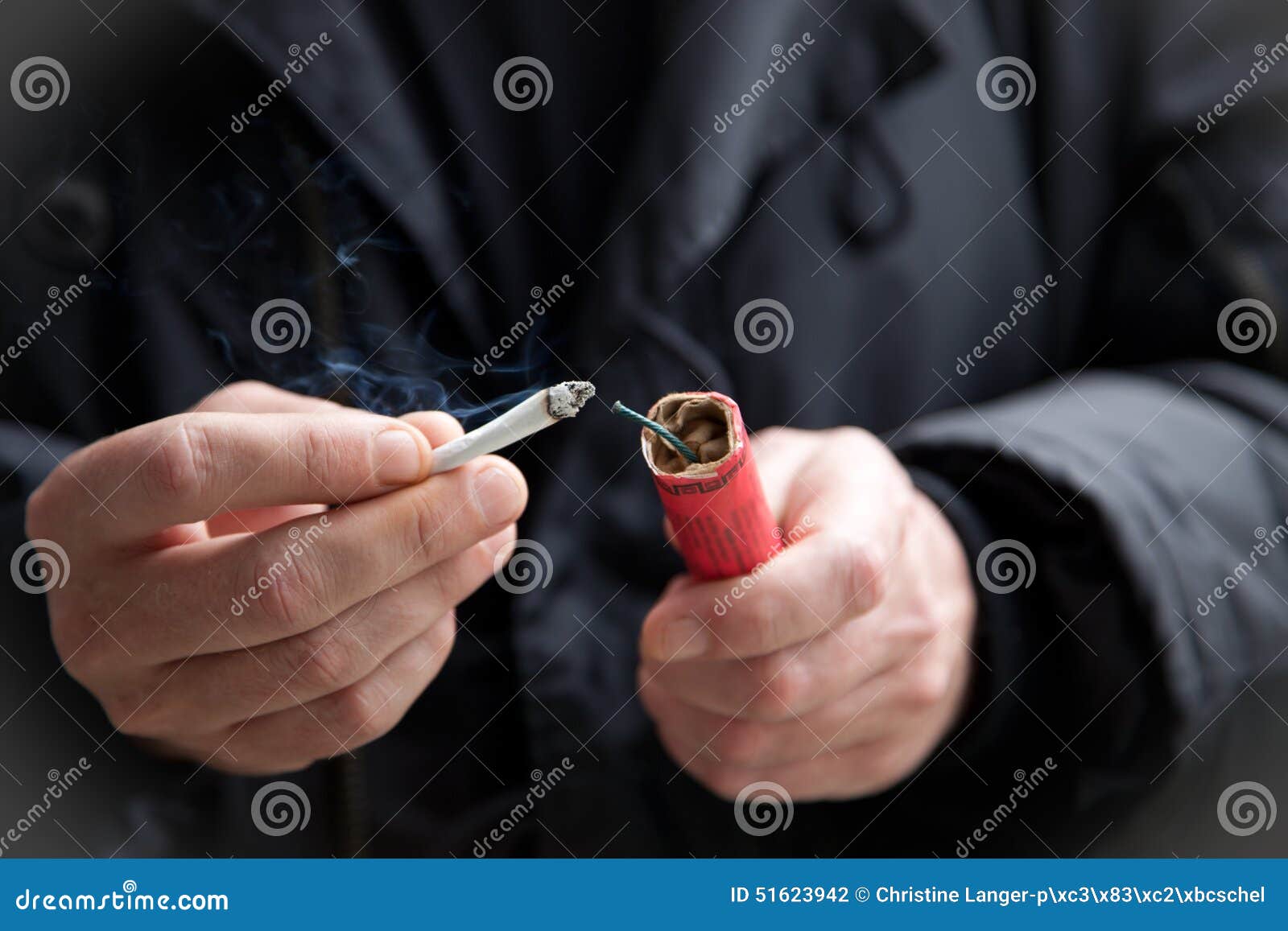 Man Lit Firework in a Dangerous Way Stock Photo - Image of fire, burn ...