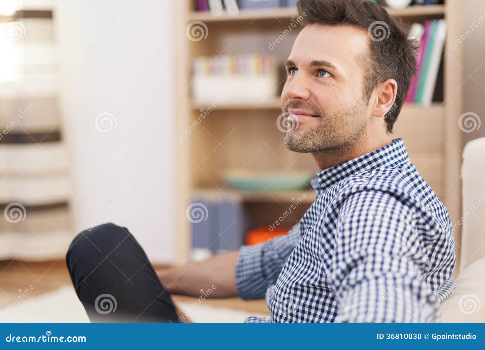 Man in living room stock photo. Image of away, focus - 36810030