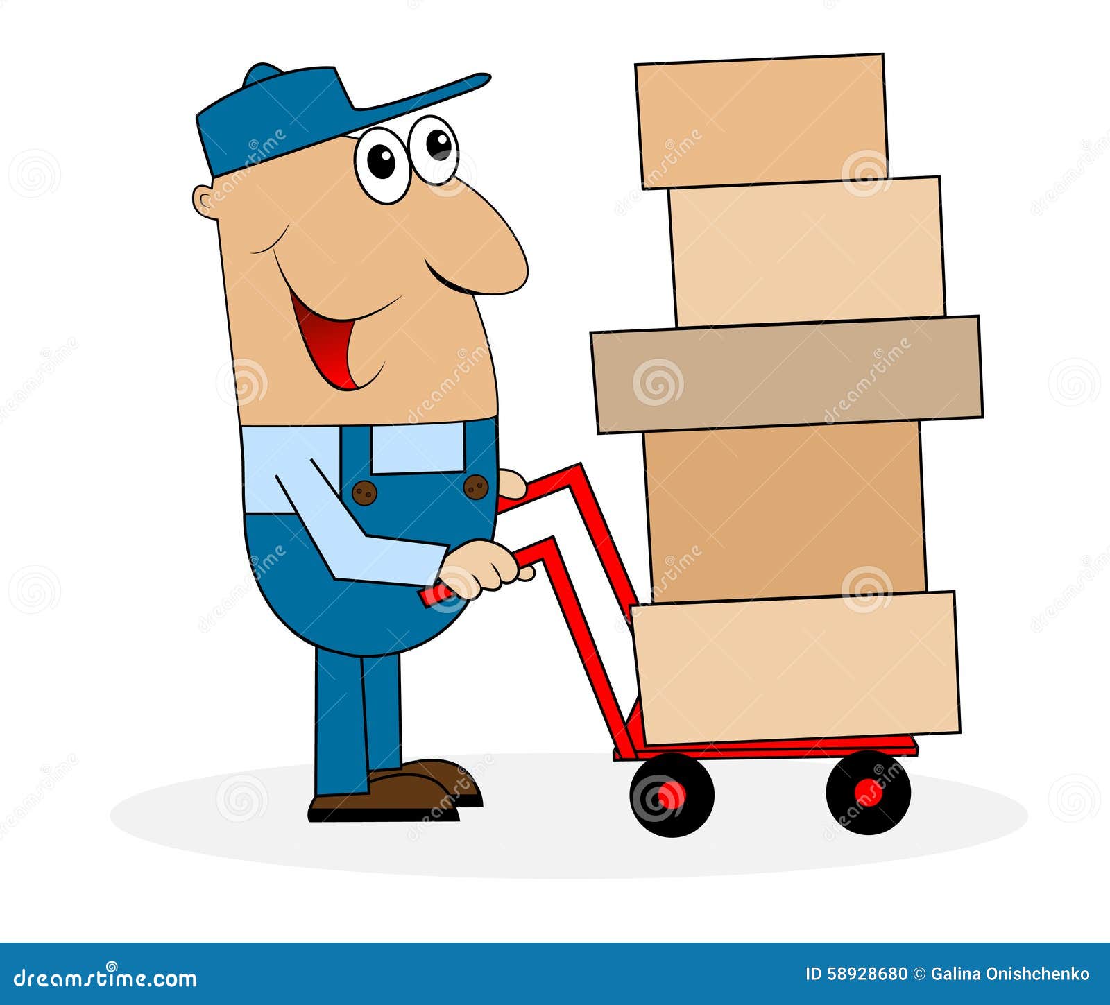 Man Loader with Boxes on the Trolley Stock Vector - Illustration of ...
