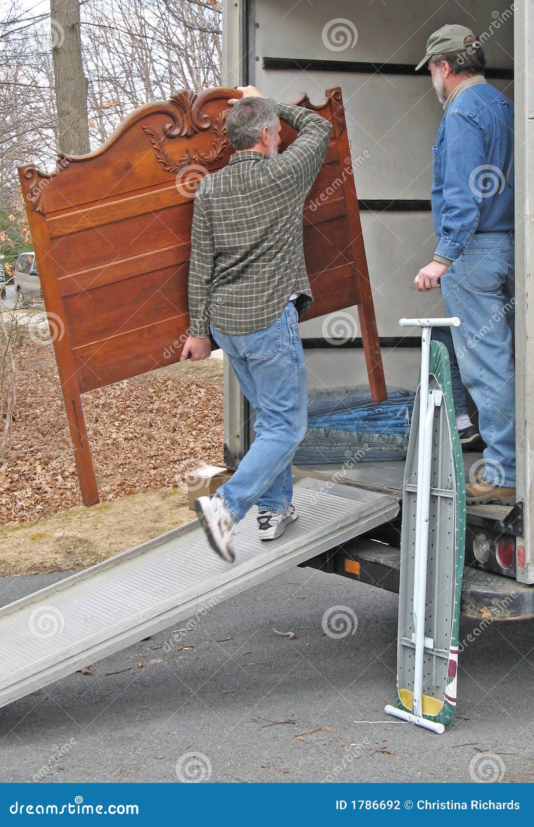 Man loads moving van stock photo. Image of transport, ramp - 1786692