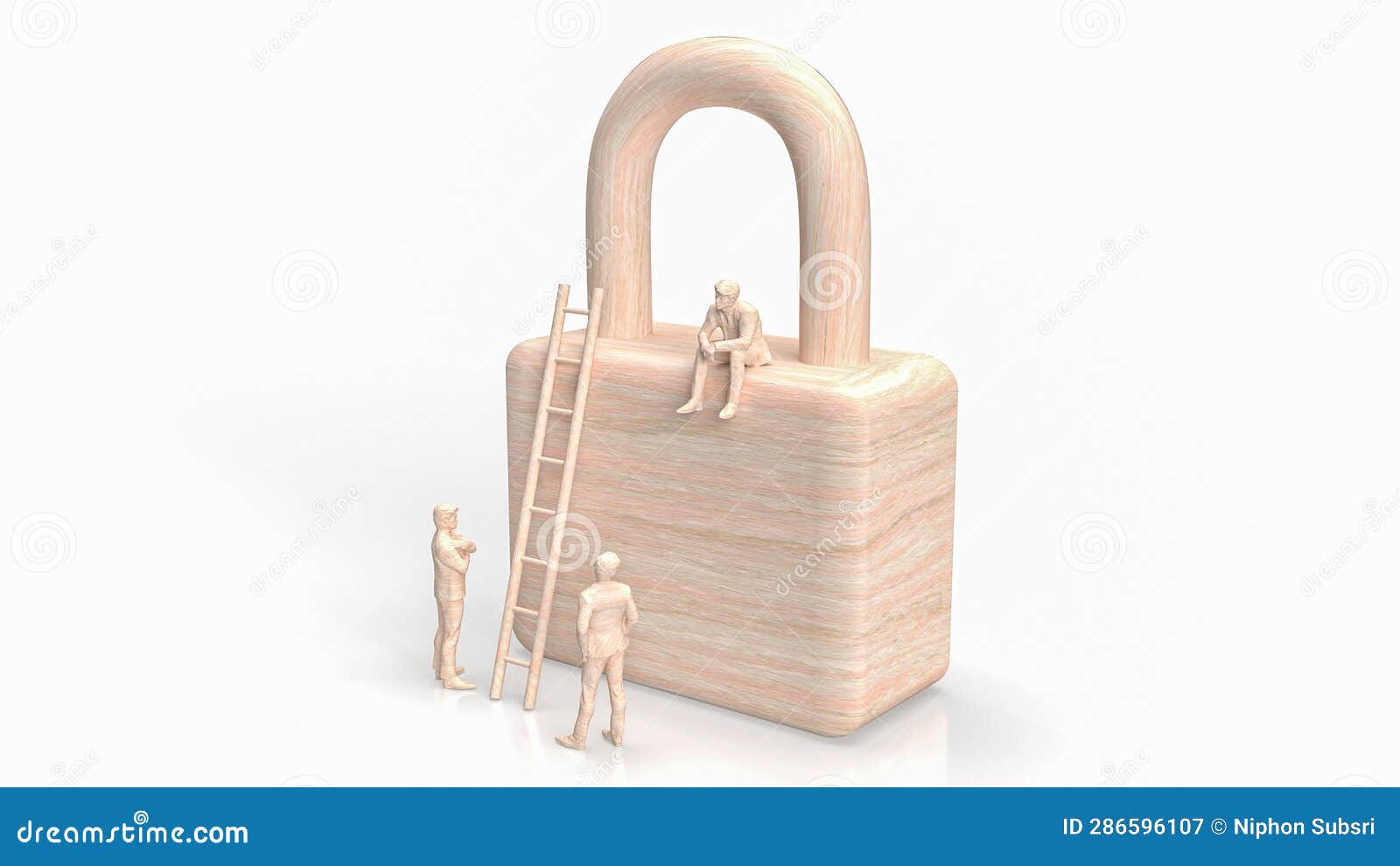 The Man and Lock for Business Security Concept 3d Rendering Stock ...