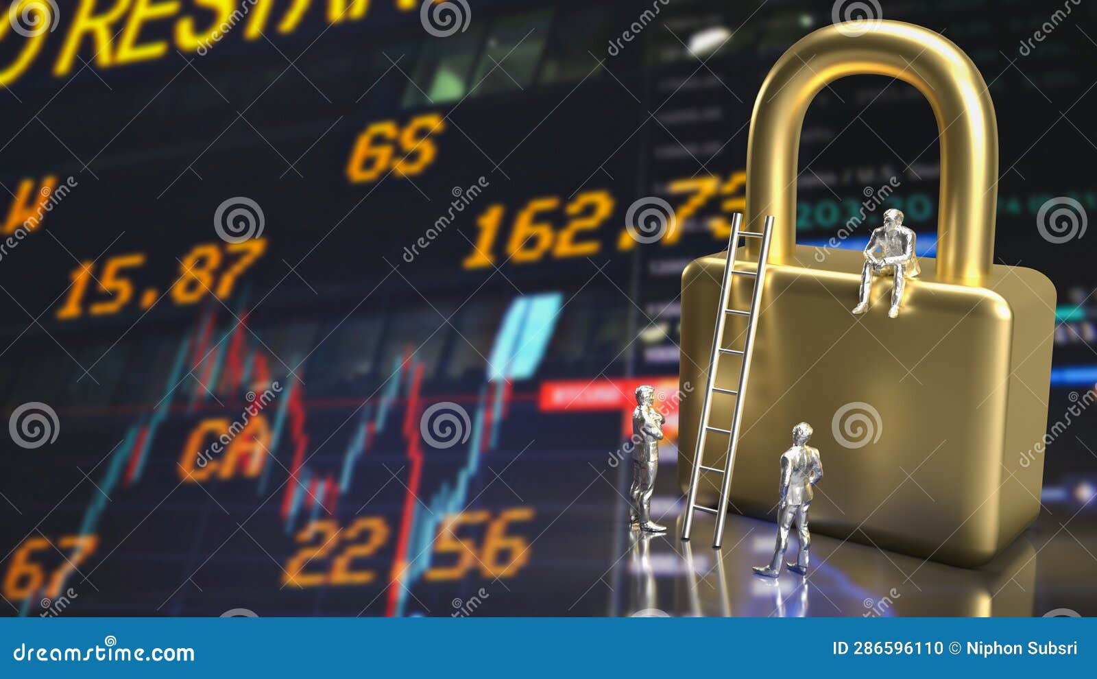 The Man and Lock for Business Security Concept 3d Rendering Stock ...