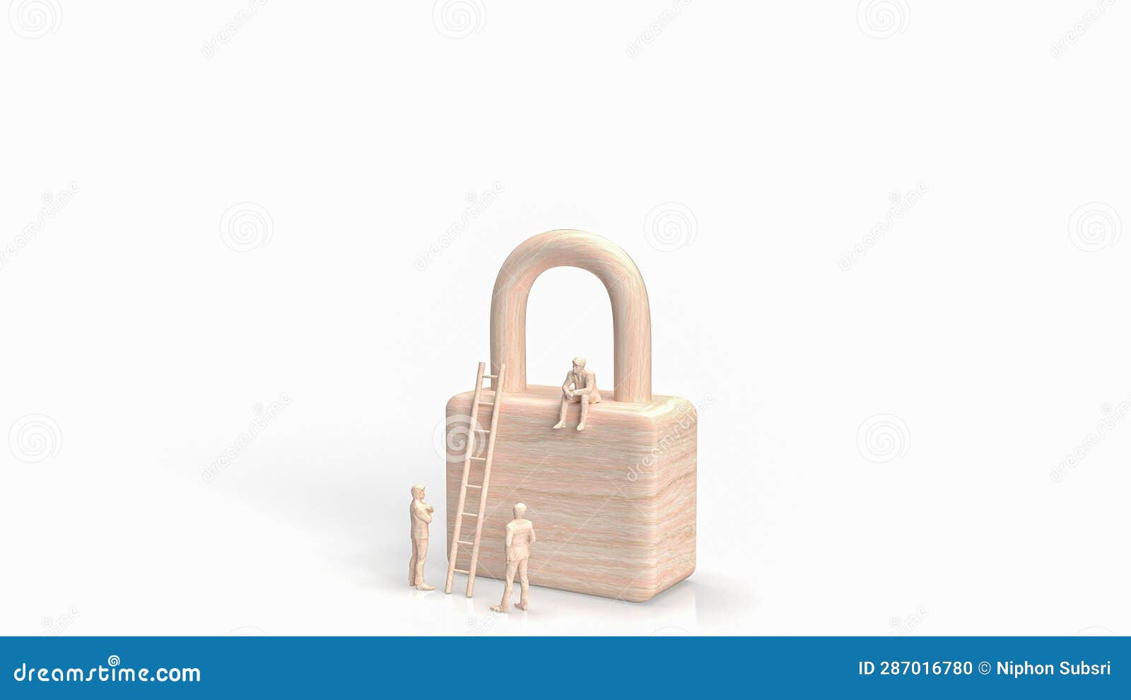 The Man and Lock for Business Security Concept 3d Rendering Stock ...